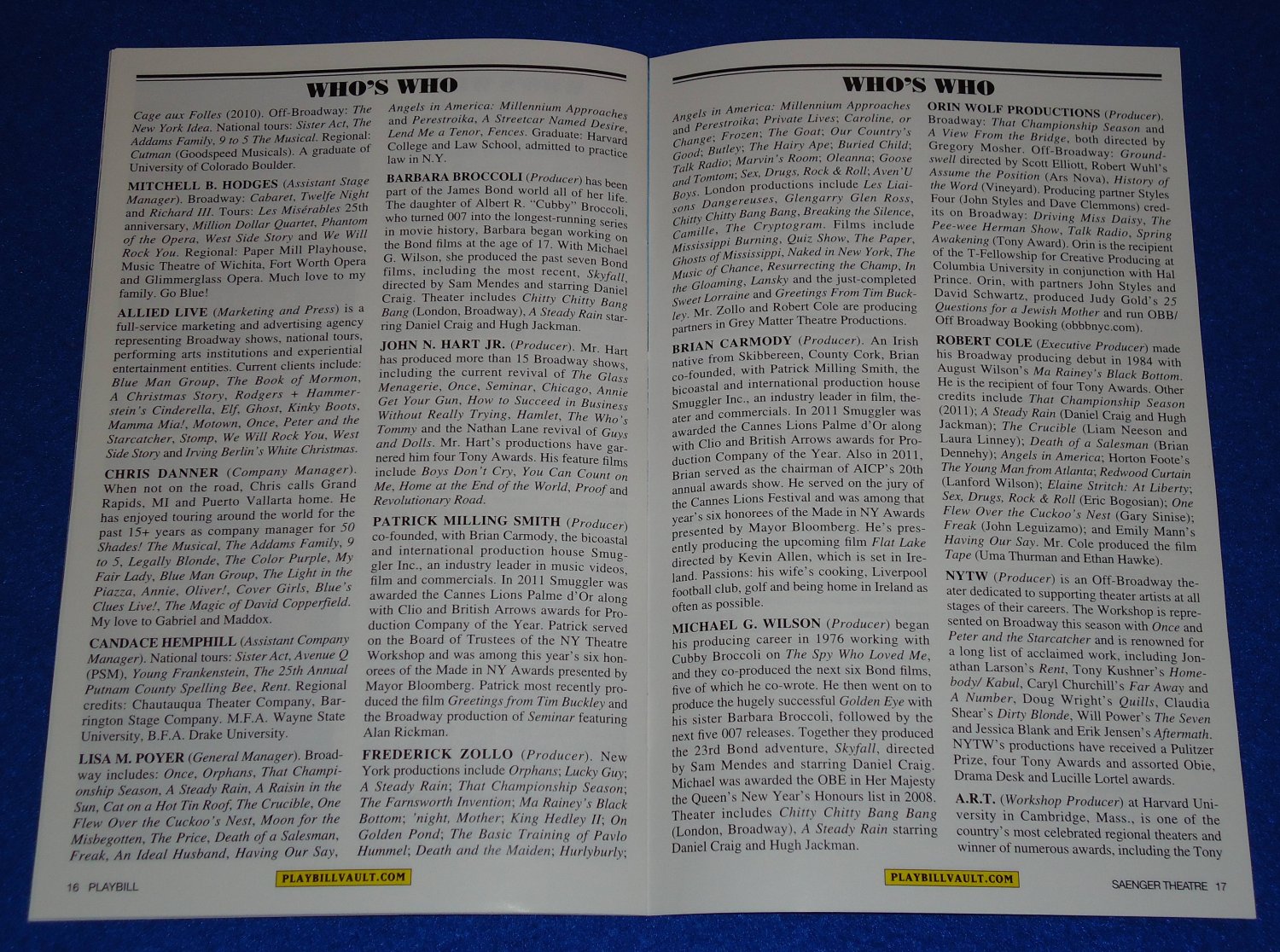 ONCE PLAYBILL TONY AWARD WINNING MUSICAL ENDA WALSH GLEN HANSARD ...