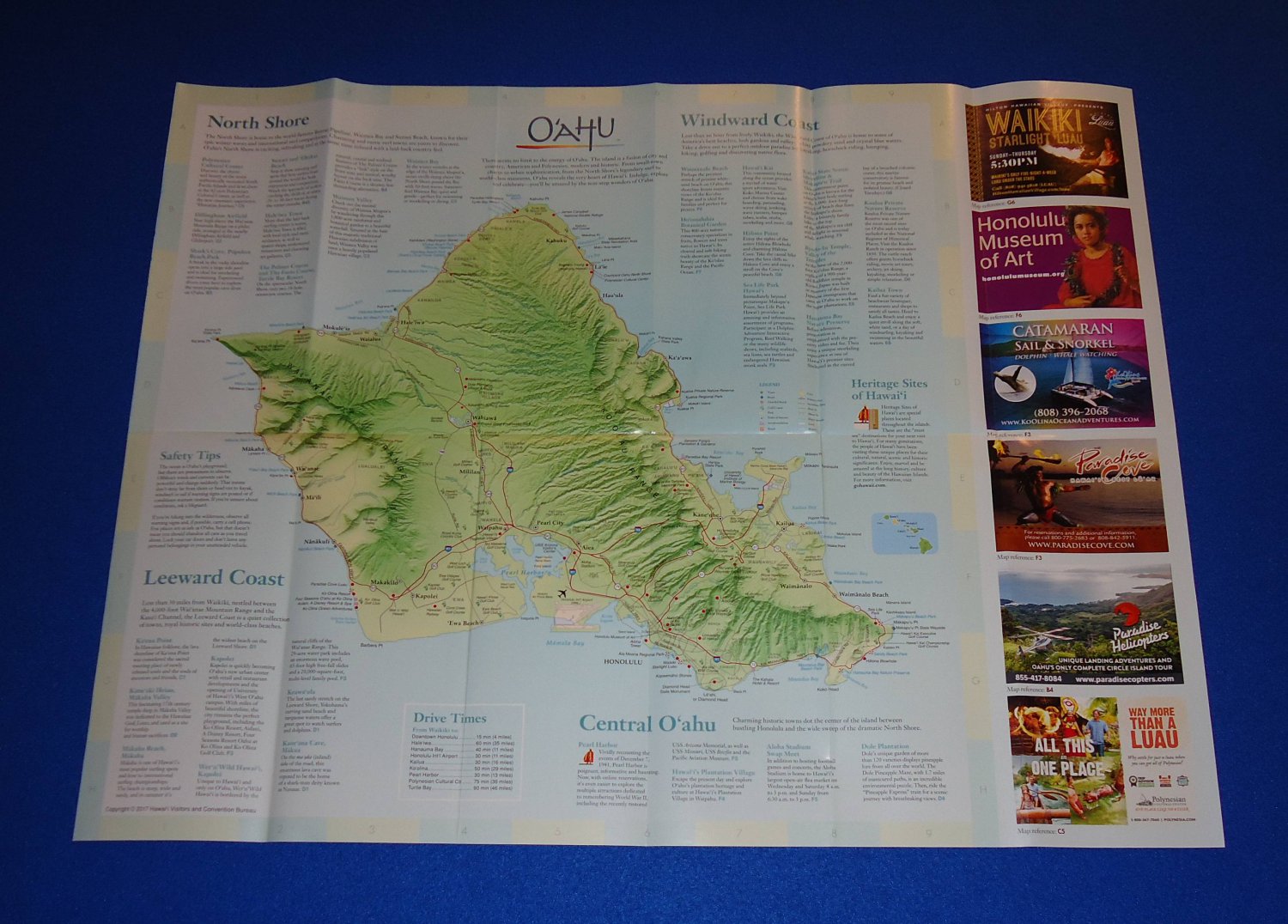 BRAND NEW SENSATIONAL OAHU ISLAND OFFICIAL GUIDE MAP PAMPHLET KEEPSAKE ...