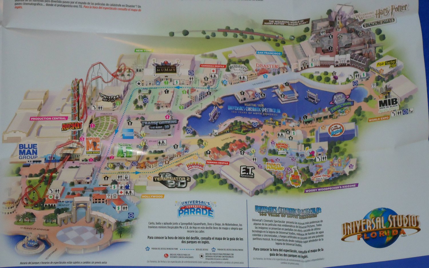 UNIVERSAL STUDIOS ORLANDO PARK MAP HARRY POTTER DIAGON ALLEY HOGSMEADE ...