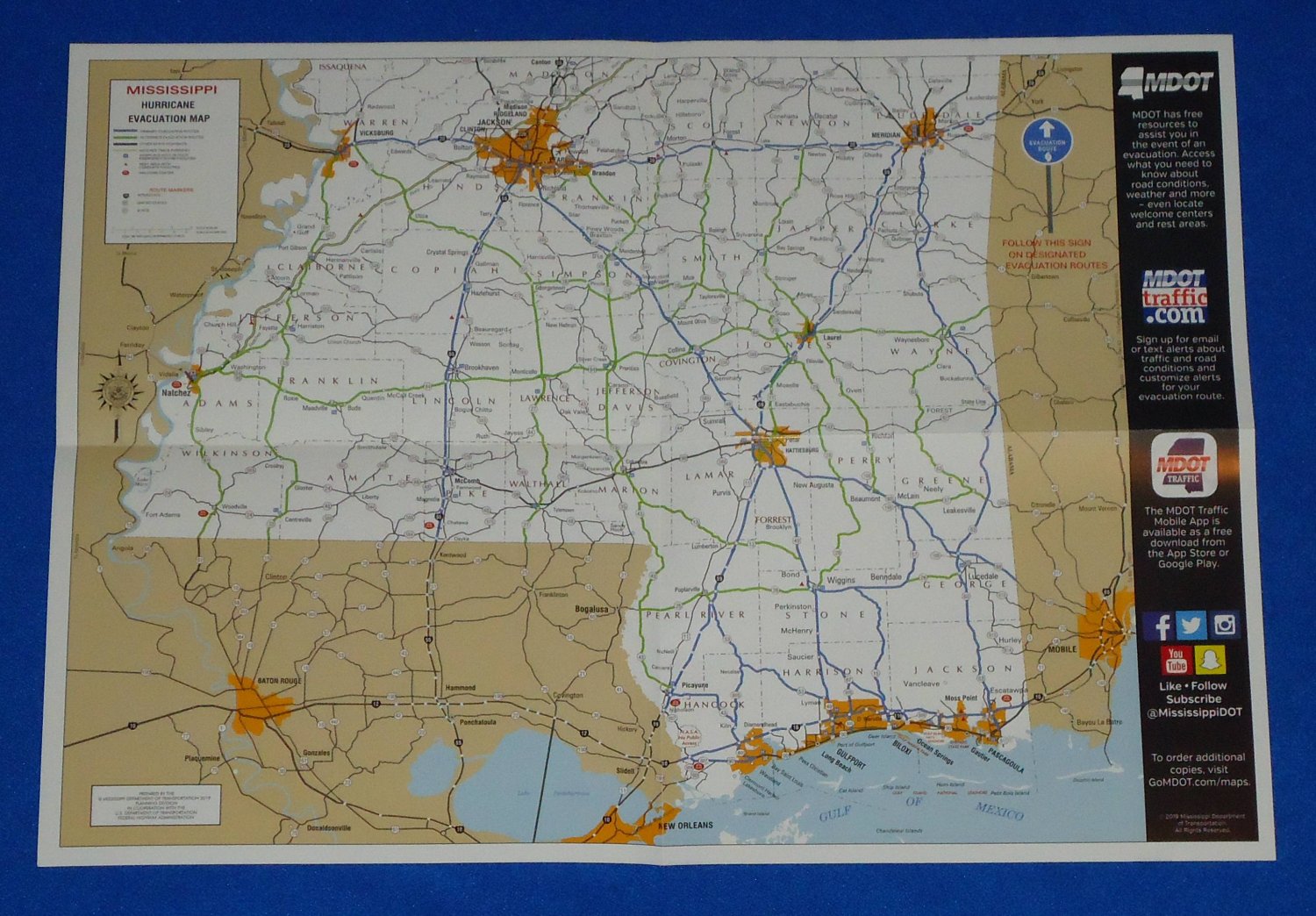 BRAND NEW 2019 MISSISSIPPI HURRICANE EVACUATION MAP GUIDE GREAT SAFETY ...