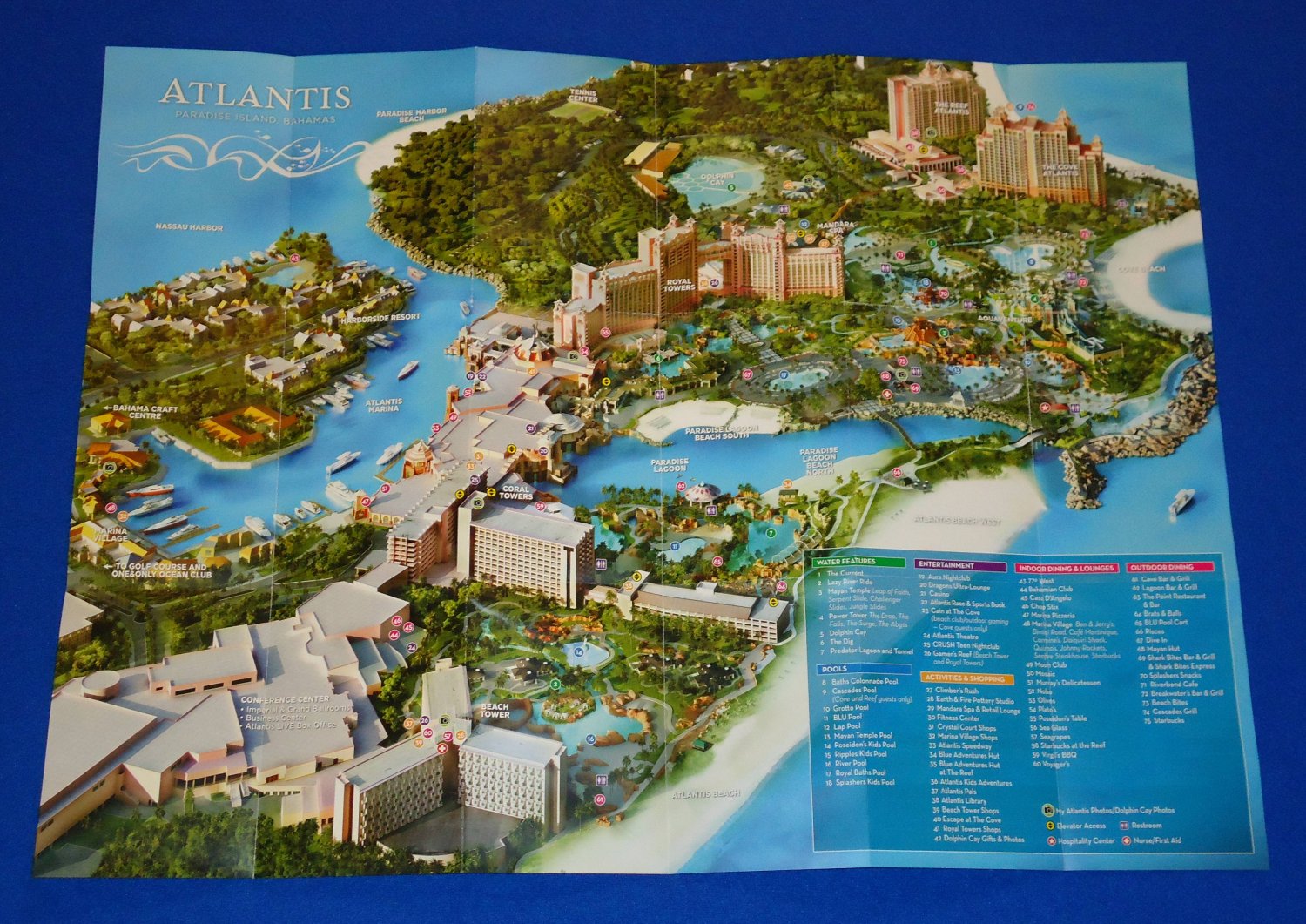 BRAND NEW SUPERB ATLANTIS WATER PARK MAP BROCHURE NASSAU BAHAMAS ...