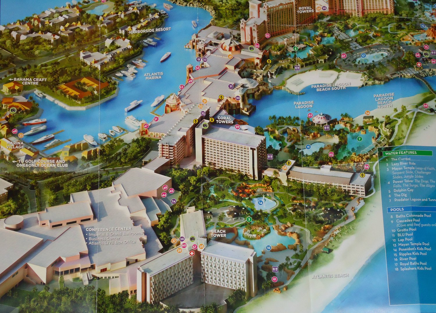 BRAND NEW SUPERB ATLANTIS WATER PARK MAP BROCHURE NASSAU BAHAMAS ...