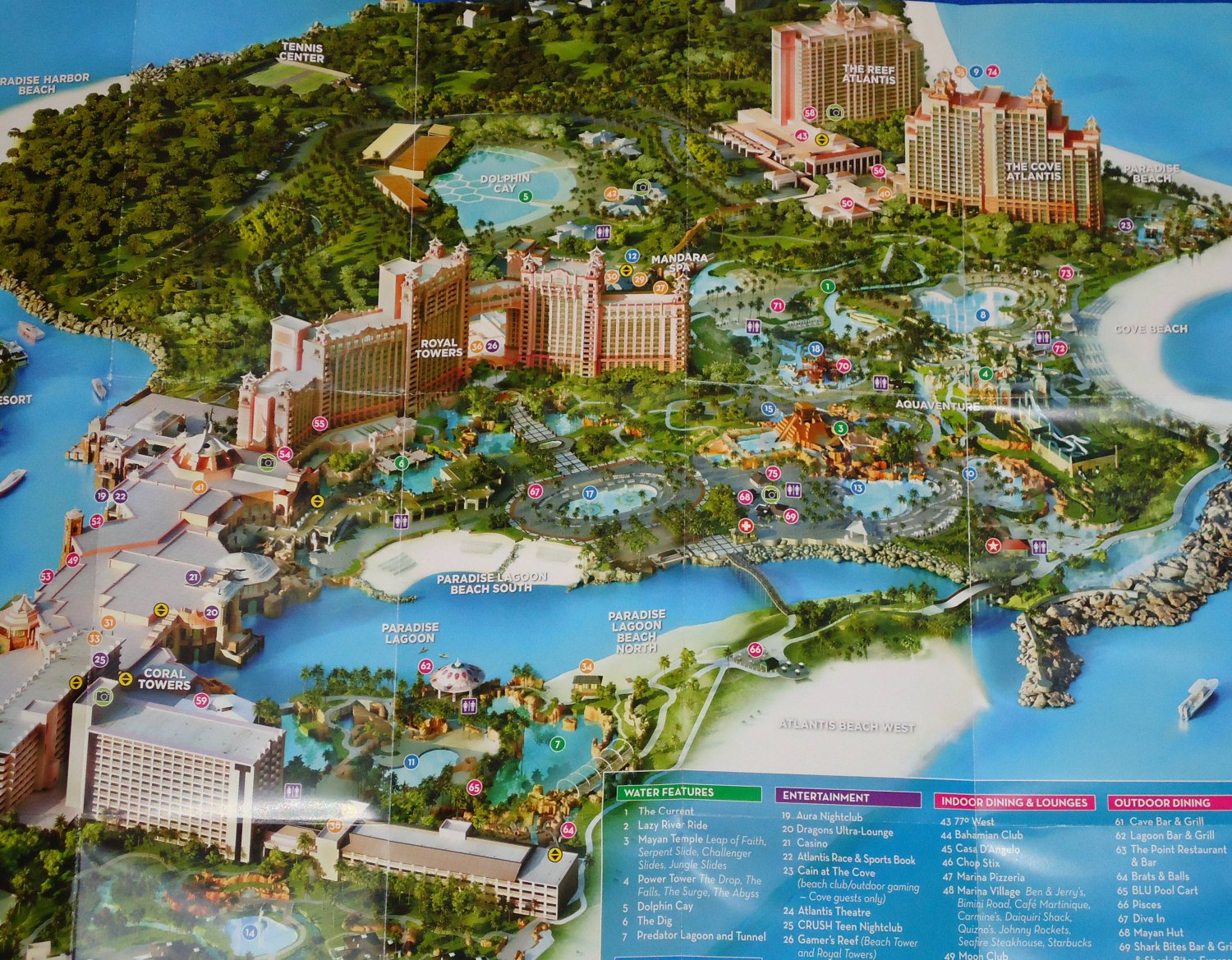 BRAND NEW SUPERB ATLANTIS WATER PARK MAP BROCHURE NASSAU BAHAMAS ...