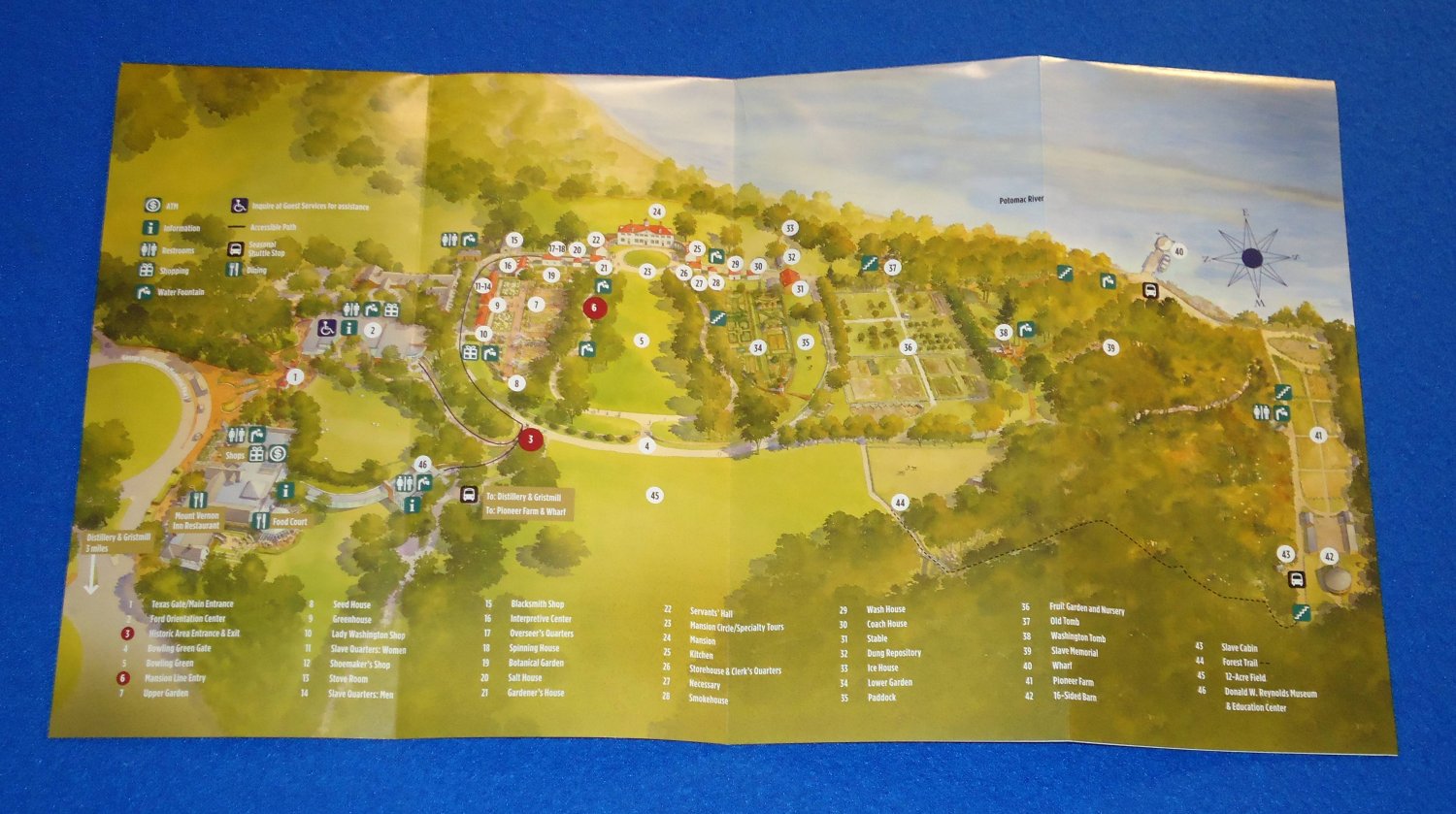 BRAND NEW GEORGE WASHINGTON'S MOUNT VERNON MAP AND GUIDE VIRGINIA ...