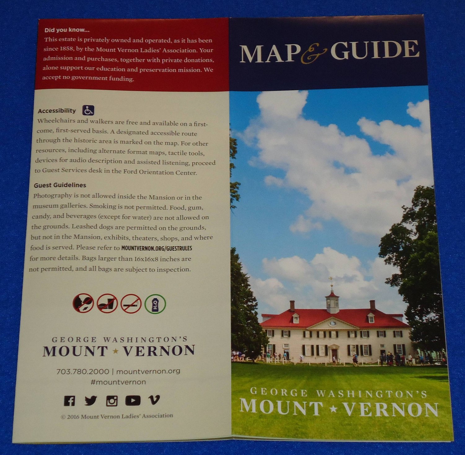 BRAND NEW GEORGE WASHINGTON'S MOUNT VERNON MAP AND GUIDE VIRGINIA ...