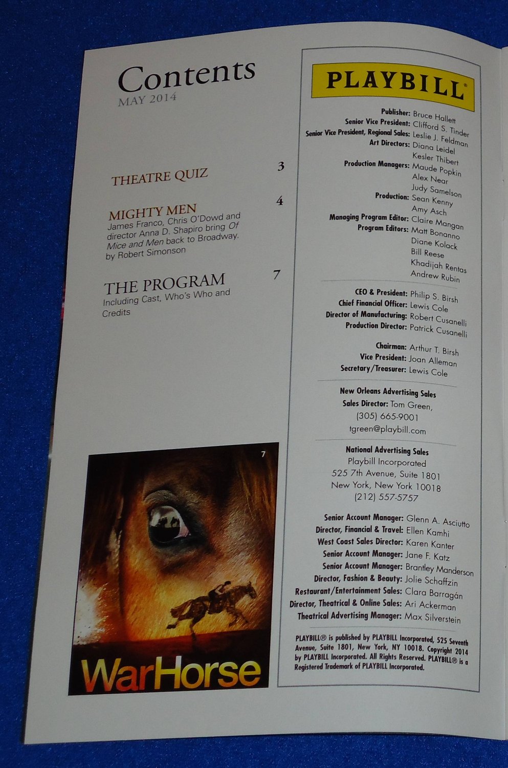 WAR HORSE PLAYBILL WORLD WAR I MICHAEL MORPURGO NICK STAFFORD TONY ...