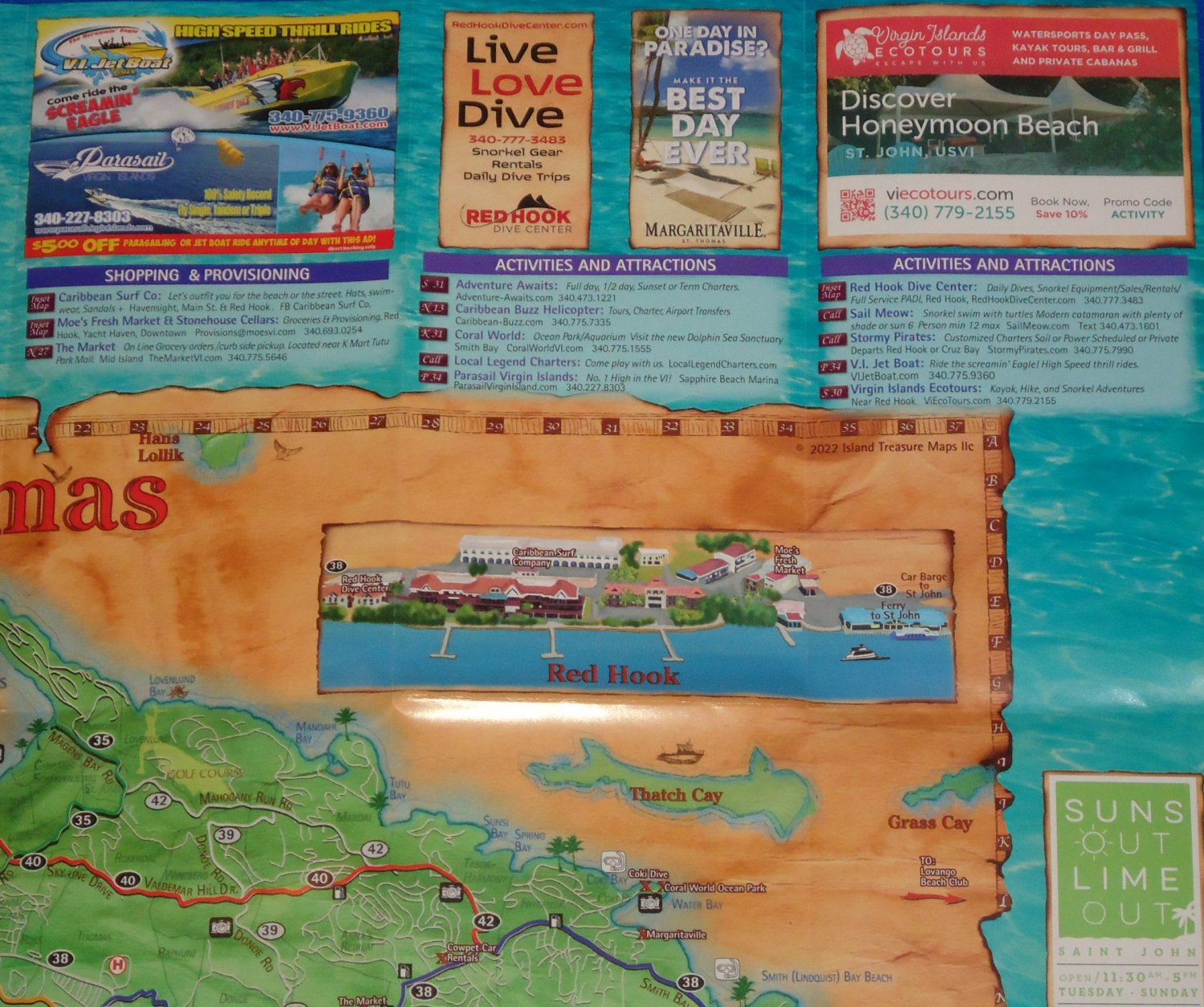BRAND NEW 2022 ST THOMAS VIRGIN ISLANDS ACTIVITY & ROAD MAP BROCHURE ...