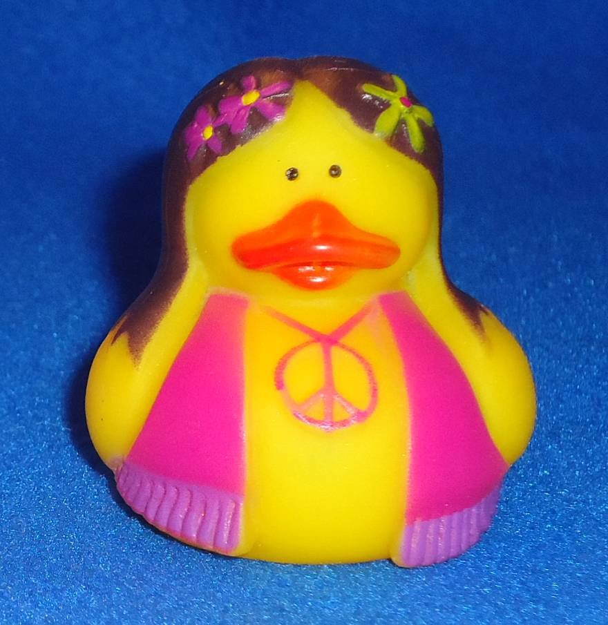 BRAND NEW PERKY HIPPIE RUBBER DUCK COLLECTIBLE 60'S HIPSTER BEATNIK ...