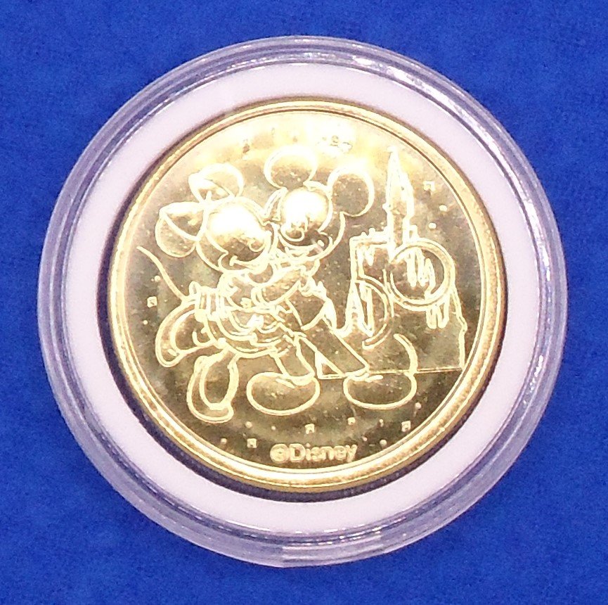BRAND NEW 50TH ANNIVERSARY WALT DISNEY CASTLE MINNIE MICKEY COIN W/CASE ...