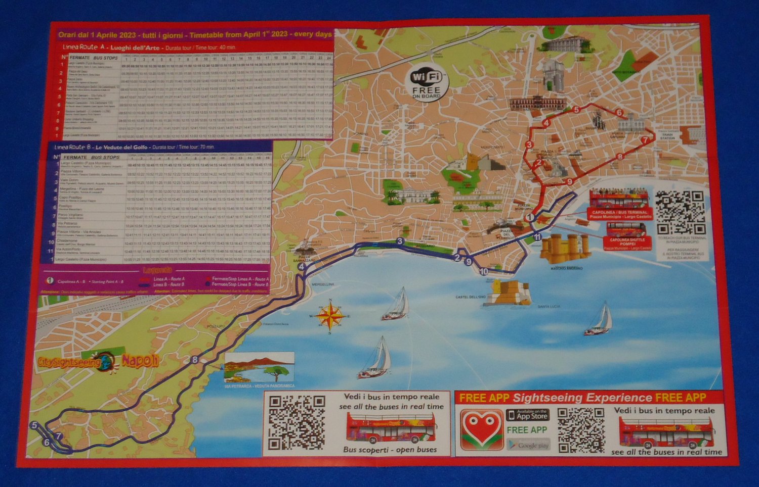 BRAND NEW EXTRAORDINARY 2023 NAPLES CITY SIGHTSEEING NAPLES MAP HANDOUT ...