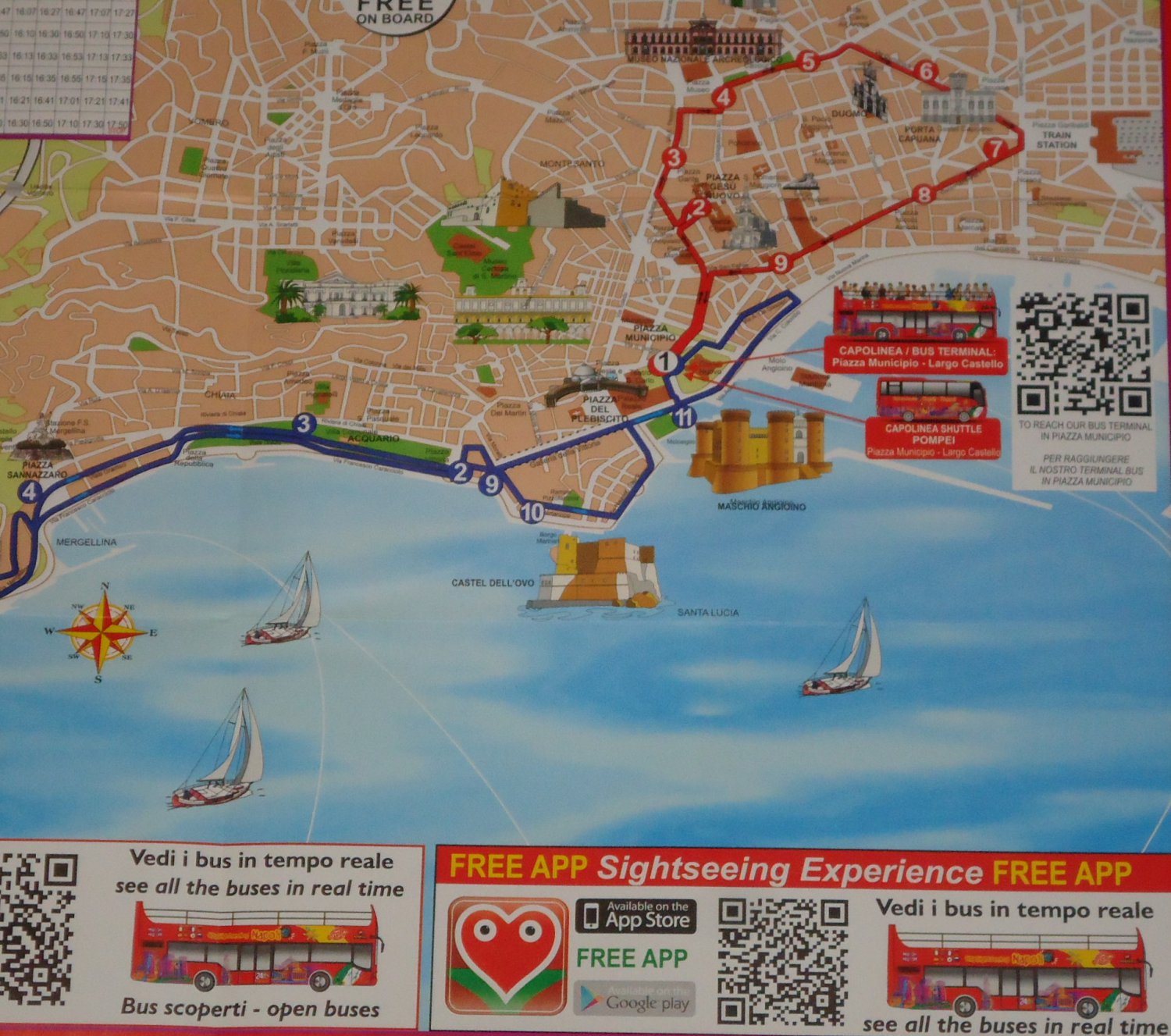 BRAND NEW EXTRAORDINARY 2023 NAPLES CITY SIGHTSEEING NAPLES MAP HANDOUT ...