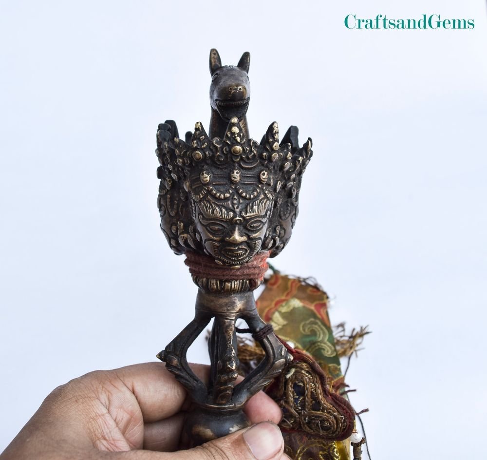 Very Rare Antique Tibet Tibetan Ritual tool 3 headed mahakala phurba ...