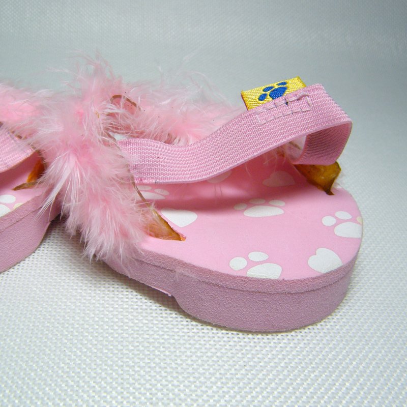 Build A Bear PINK FEATHER SLIPPERS with Elastic Heels & Thick Foam ...