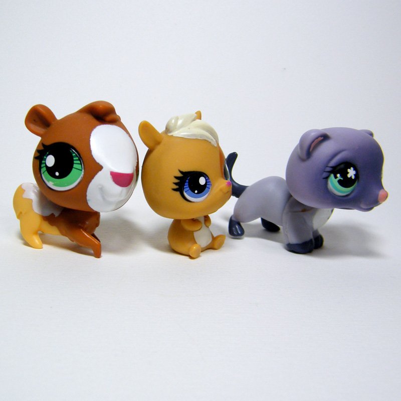 Littlest Pet Shop # 3299 GUINEA PIG # 3300 HAMSTER # 482 FERRET ...