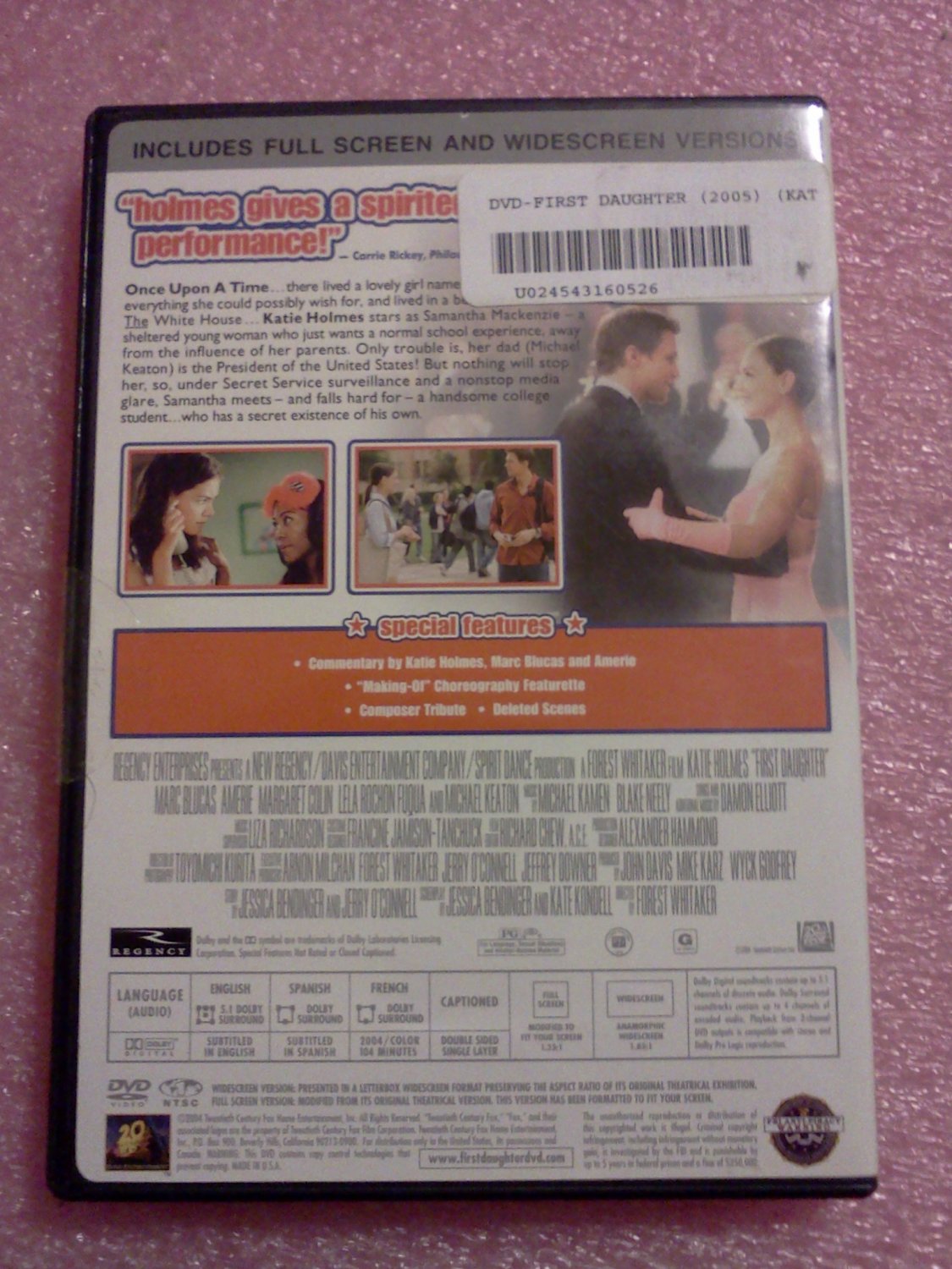 First Daughter (DVD, 2005) Katie Holmes, Marc Blucas