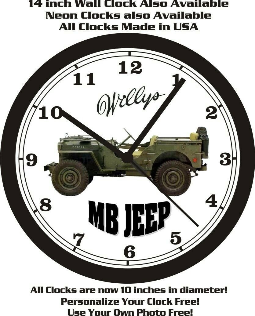 1943 WILLYS MB JEEP WALL CLOCK-FREE USA SHIP