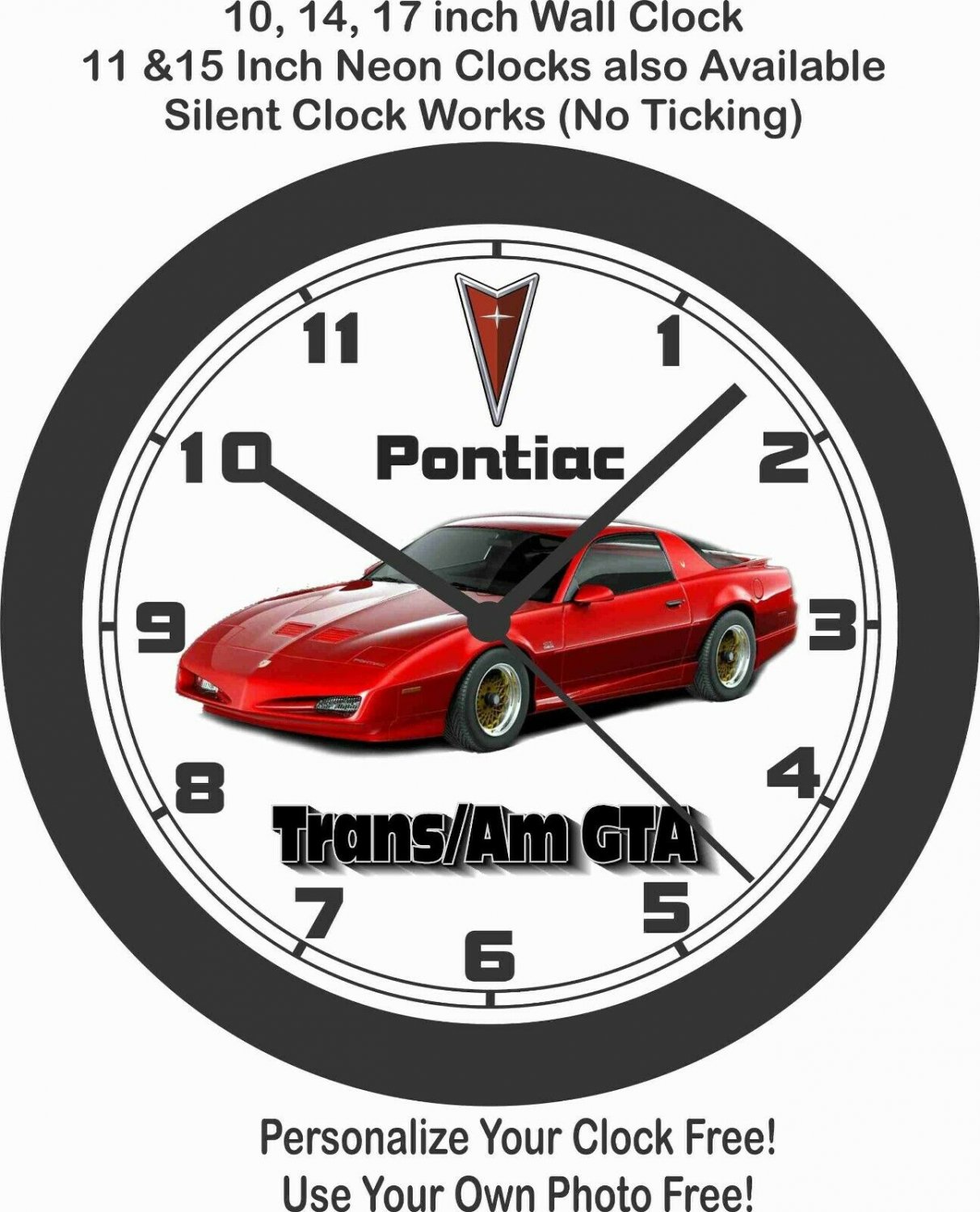 1991-1993 PONTIAC FIREBIRD TRANS/AM GTA WALL CLOCK-Free USA Ship, Camaro