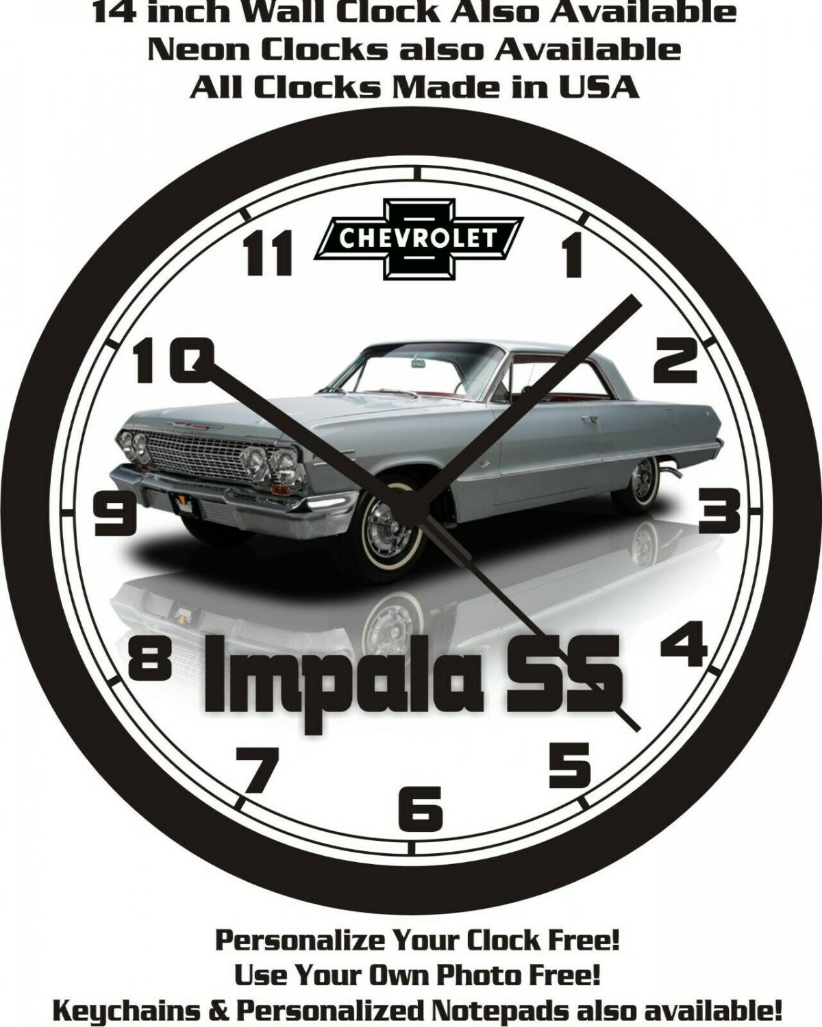 1963 CHEVROLET IMPALA SS SEDAN WALL CLOCK-FREE USA SHIP!
