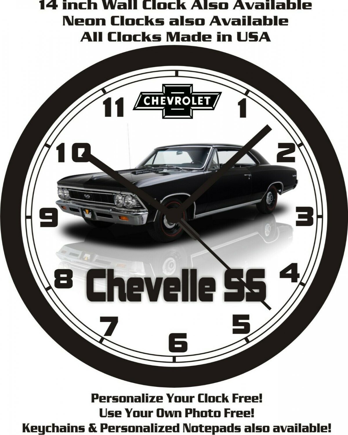 1966 CHEVROLET CHEVELLE SUPER SPORT WALL CLOCK-FREE USA SHIP!