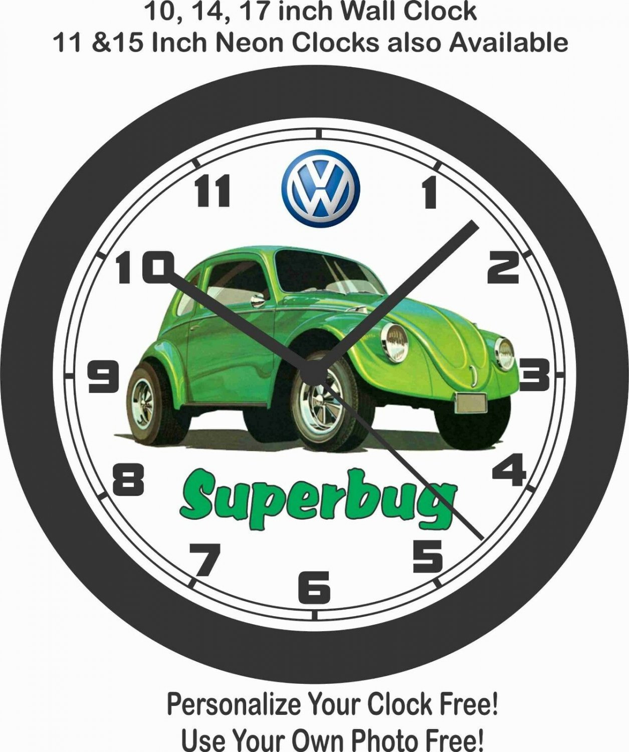 VOLKSWAGEN BEETLE SUPERBUG WALL CLOCK-FREE USA SHIP