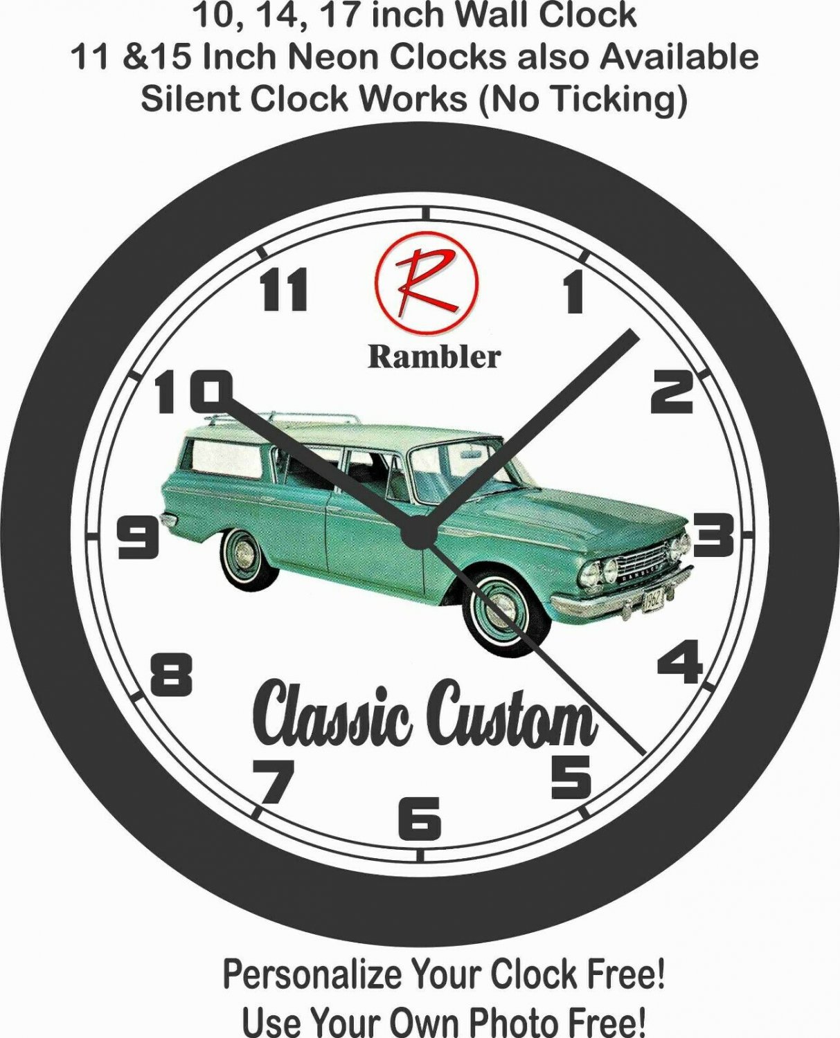 1962 RAMBLER CLASSIC CUSTOM 4-DOOR STATION WAGON WALL CLOCK-FREE USA SHIP!