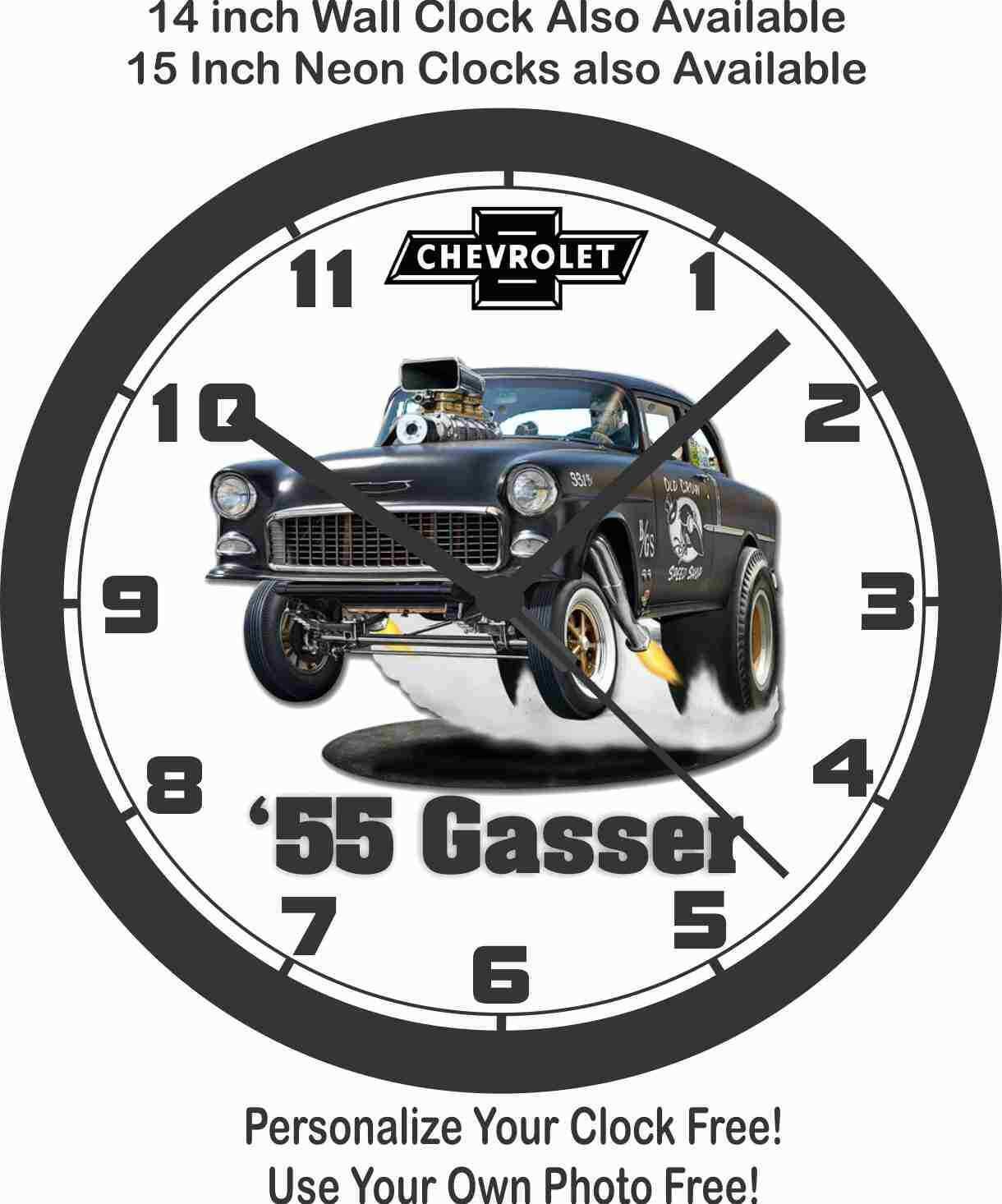 1955 CHEVROLET BEL AIR GASSER BLACK WALL CLOCK-NEW!-Free USA Ship ...