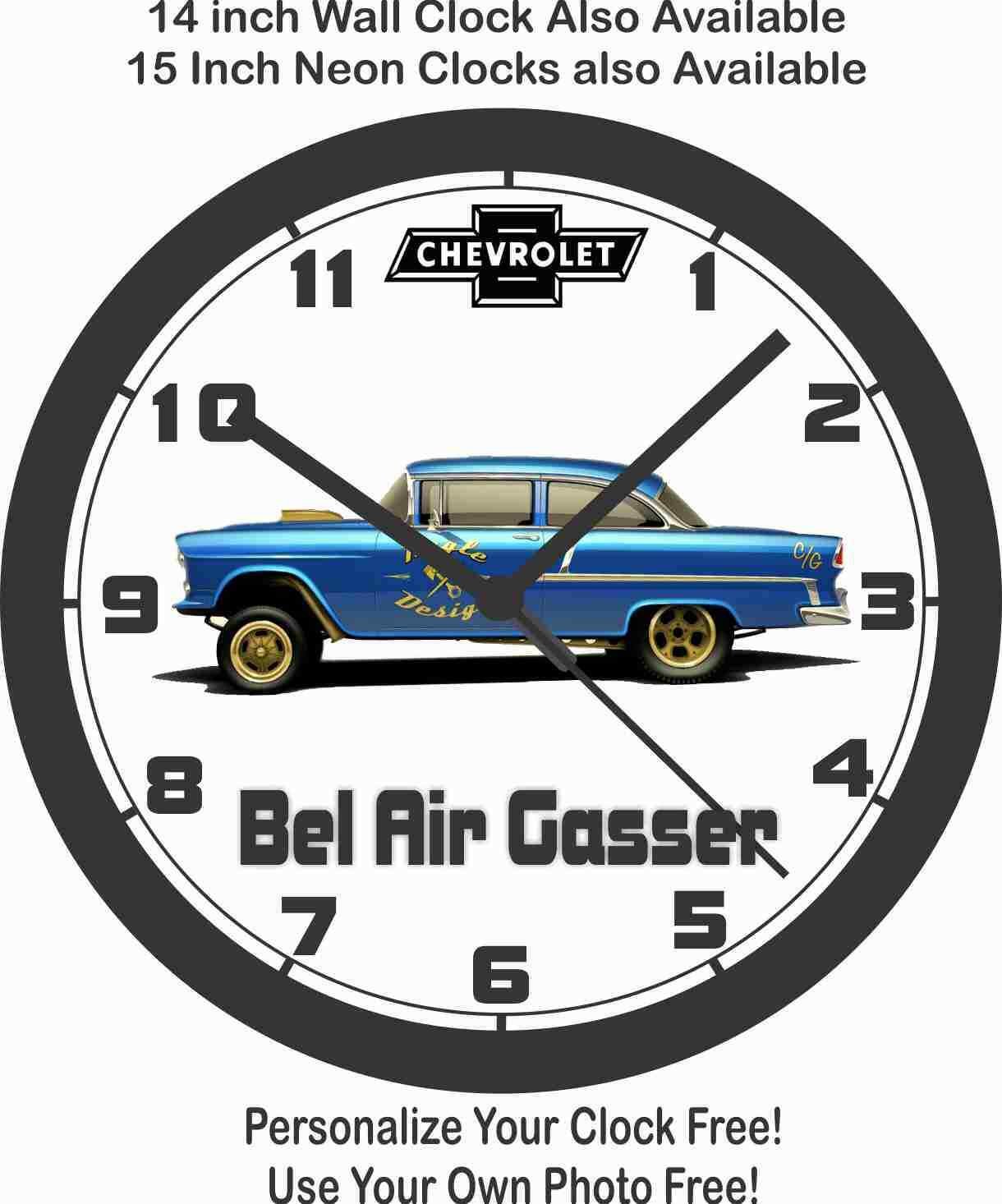1955 CHEVROLET BEL AIR GASSER BLACK WALL CLOCK-NEW!-Free USA Ship ...