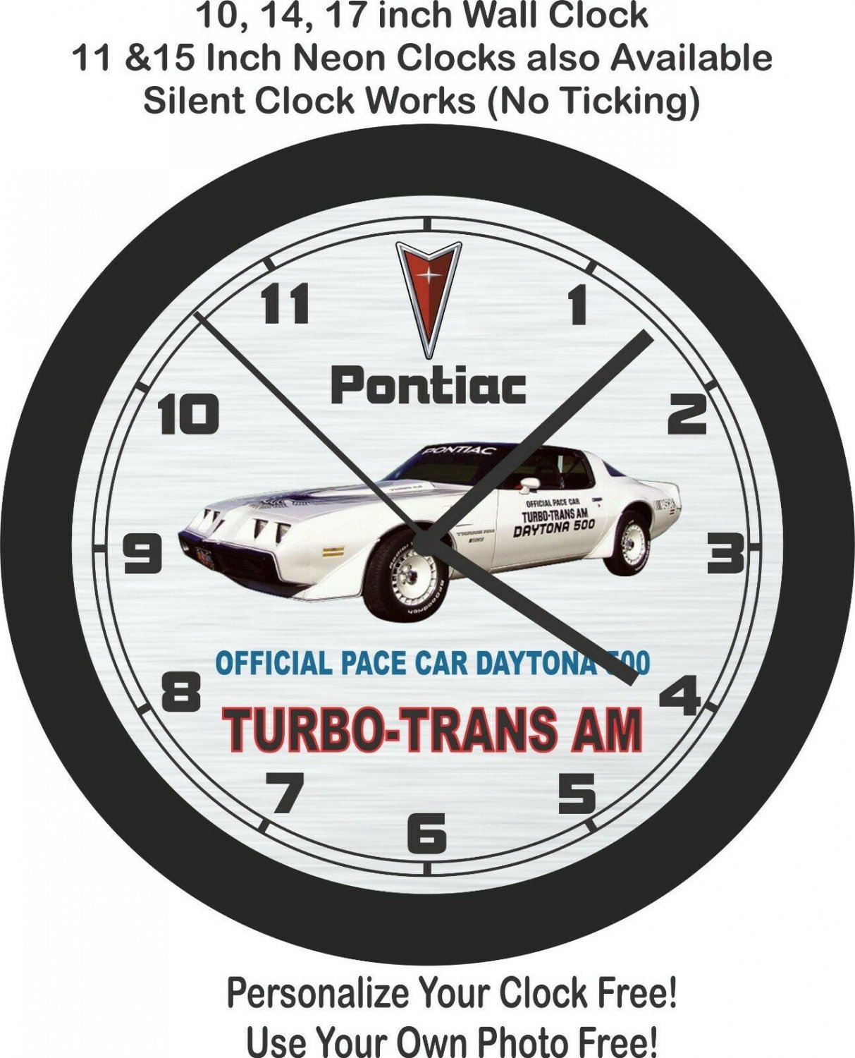 1981 PONTIAC TURBO TRANS/AM DAYTONA 500 PACE CAR WALL CLOCK-FREE USA SHIP!