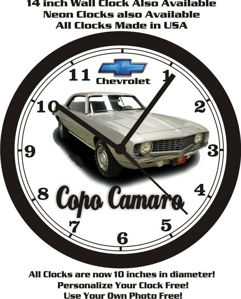 1969 CHEVROLET COPO CAMARO WALL CLOCK-FREE USA SHIP-Choose 1 of 2