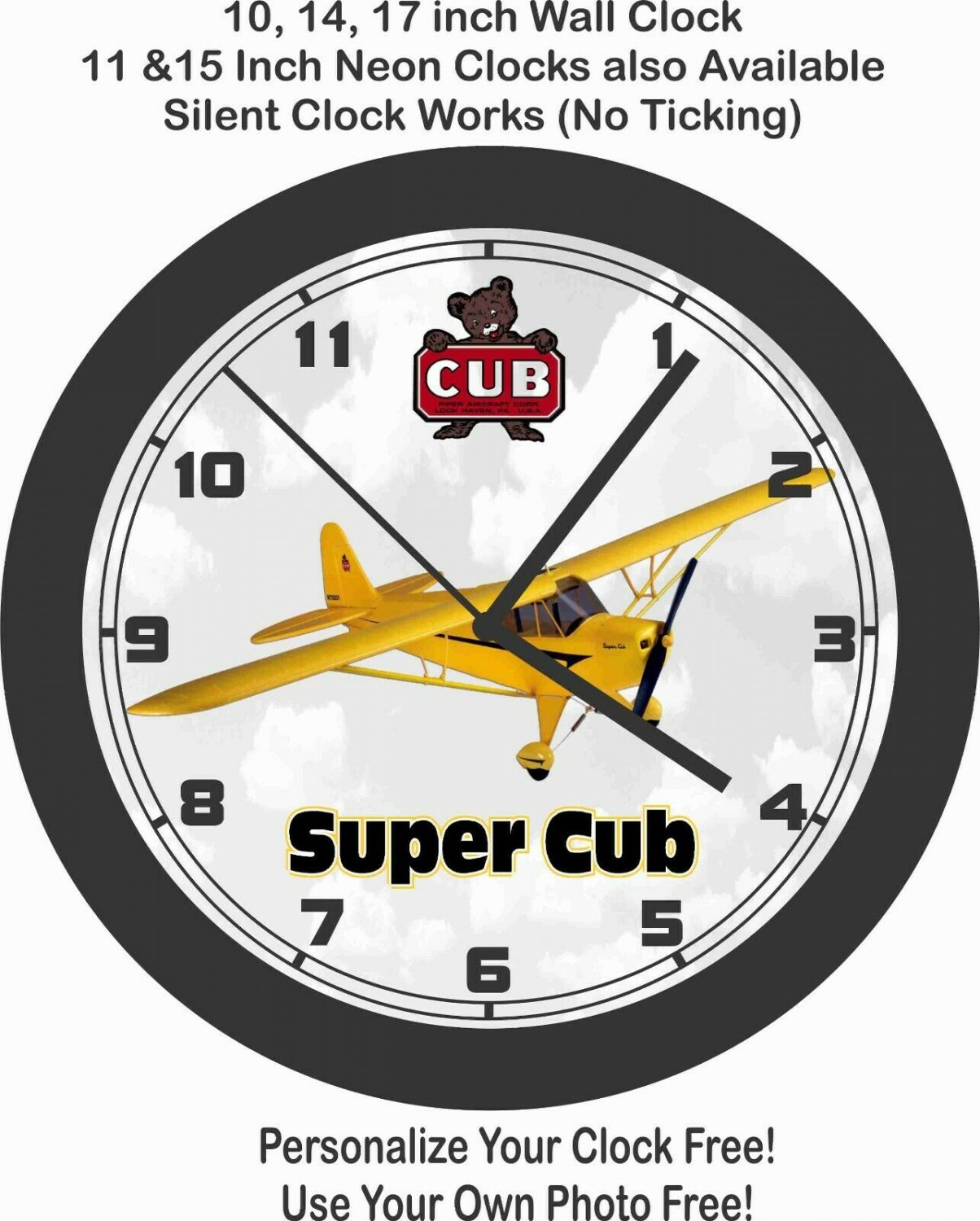 PIPER SUPER CUB AIRPLANE WALL CLOCK-FREE USA SHIP