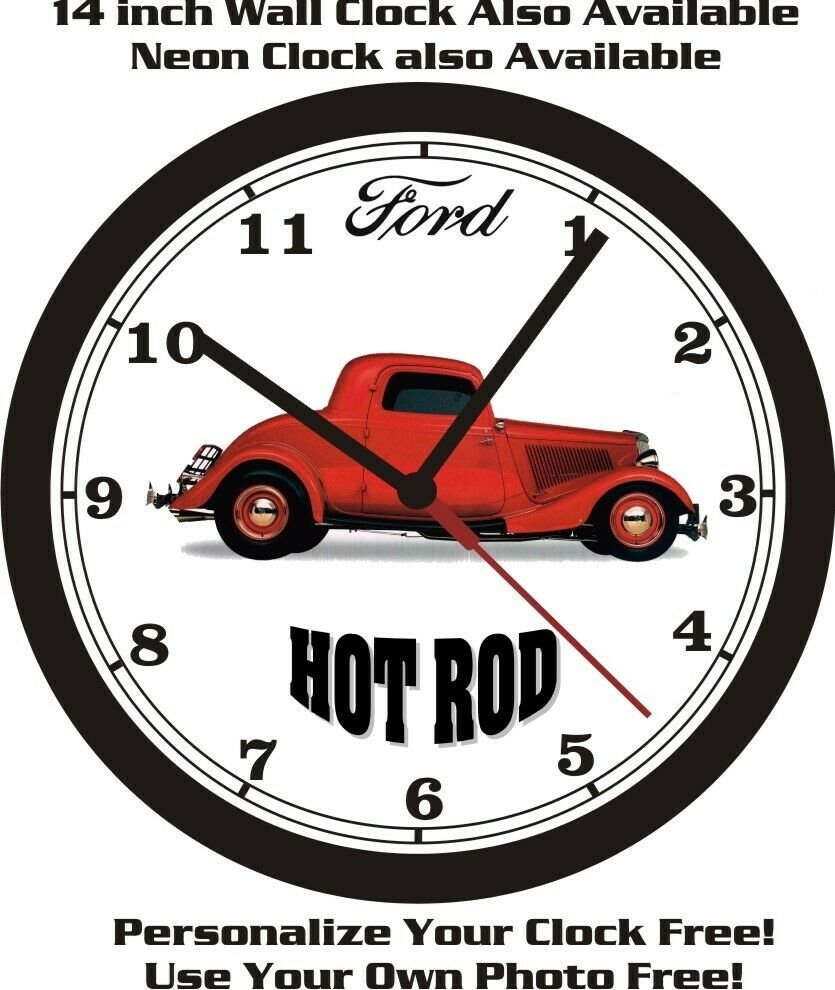 1934 FORD CUSTOM HOT ROD WALL CLOCK-FREE USA SHIP!
