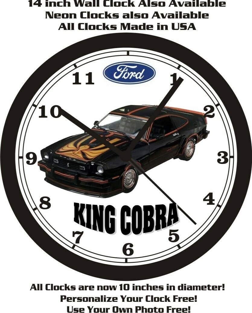 FORD MUSTANG II KING COBRA WALL CLOCK-FREE USA SHIP-Choose 1 of 2