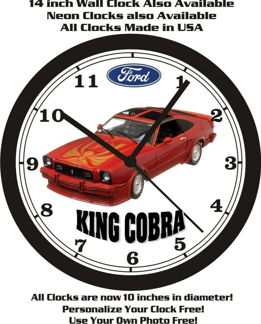 FORD MUSTANG II KING COBRA WALL CLOCK-FREE USA SHIP-Choose 1 of 2