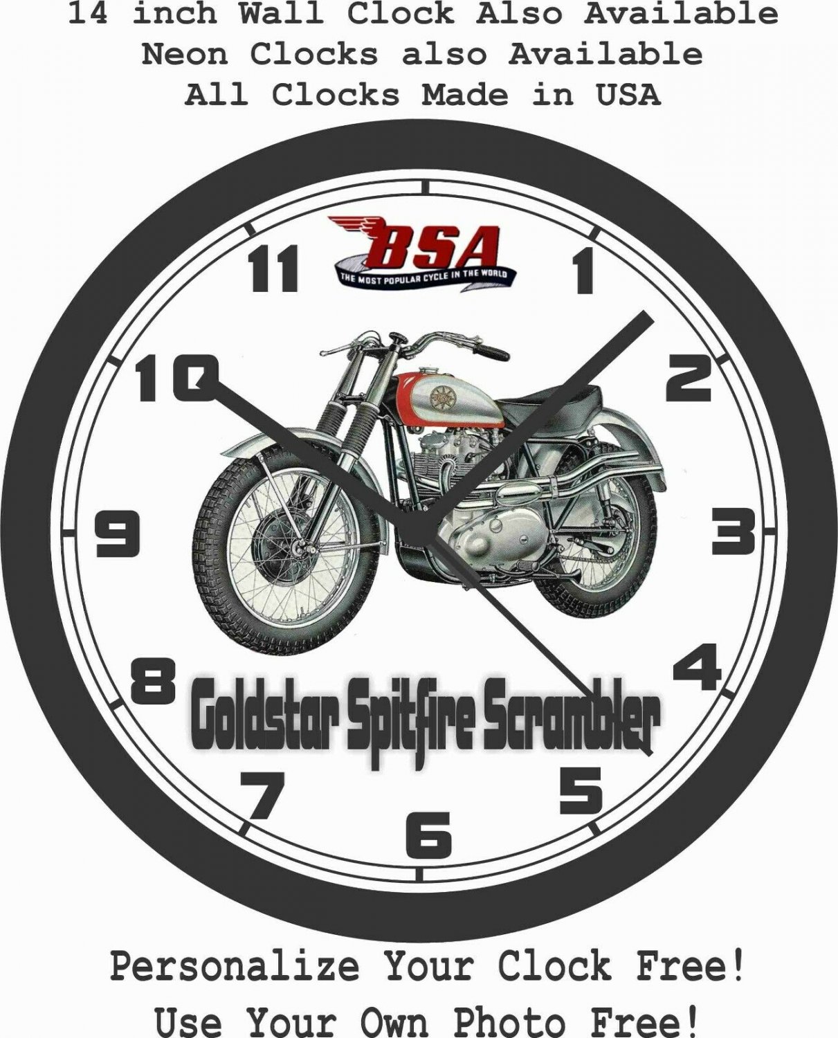 BSA GOLDSTAR SPITFIRE SCRAMBLER WALL CLOCK-FREE USA SHIP