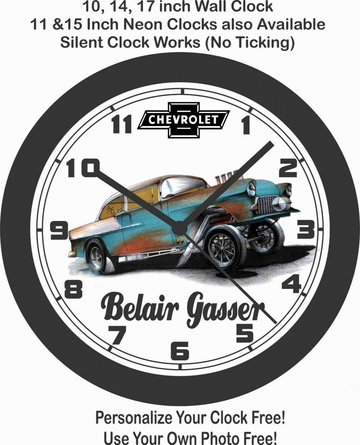 1955 CHEVROLET BELAIR GASSER RACE CAR WALL CLOCK-FREE USA SHIP!