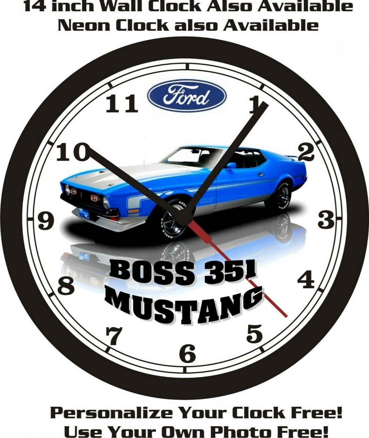 1971 FORD BOSS 351 MUSTANG WALL CLOCK-FREE USA SHIP!