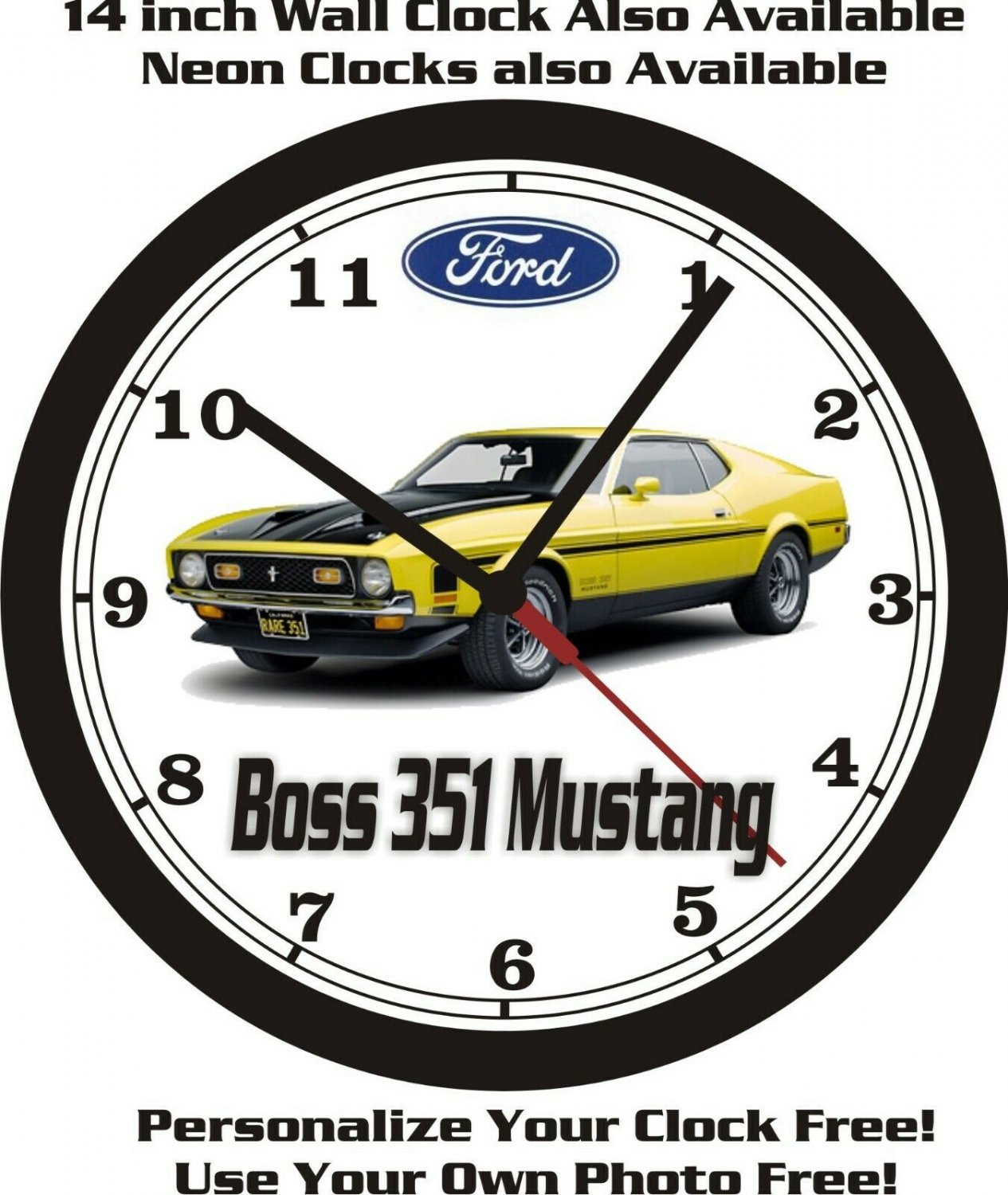 1971 FORD BOSS 351 MUSTANG WALL CLOCK-FREE USA SHIP!