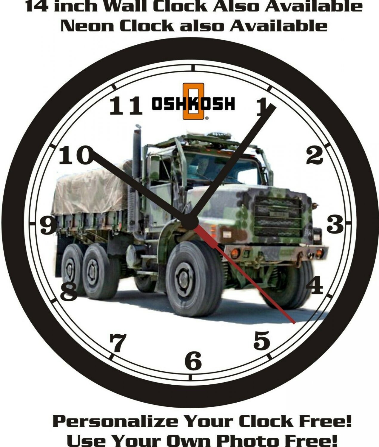 OSHKOSH MILITARY CARGO TRUCK WALL CLOCK-FREE USA SHIP!
