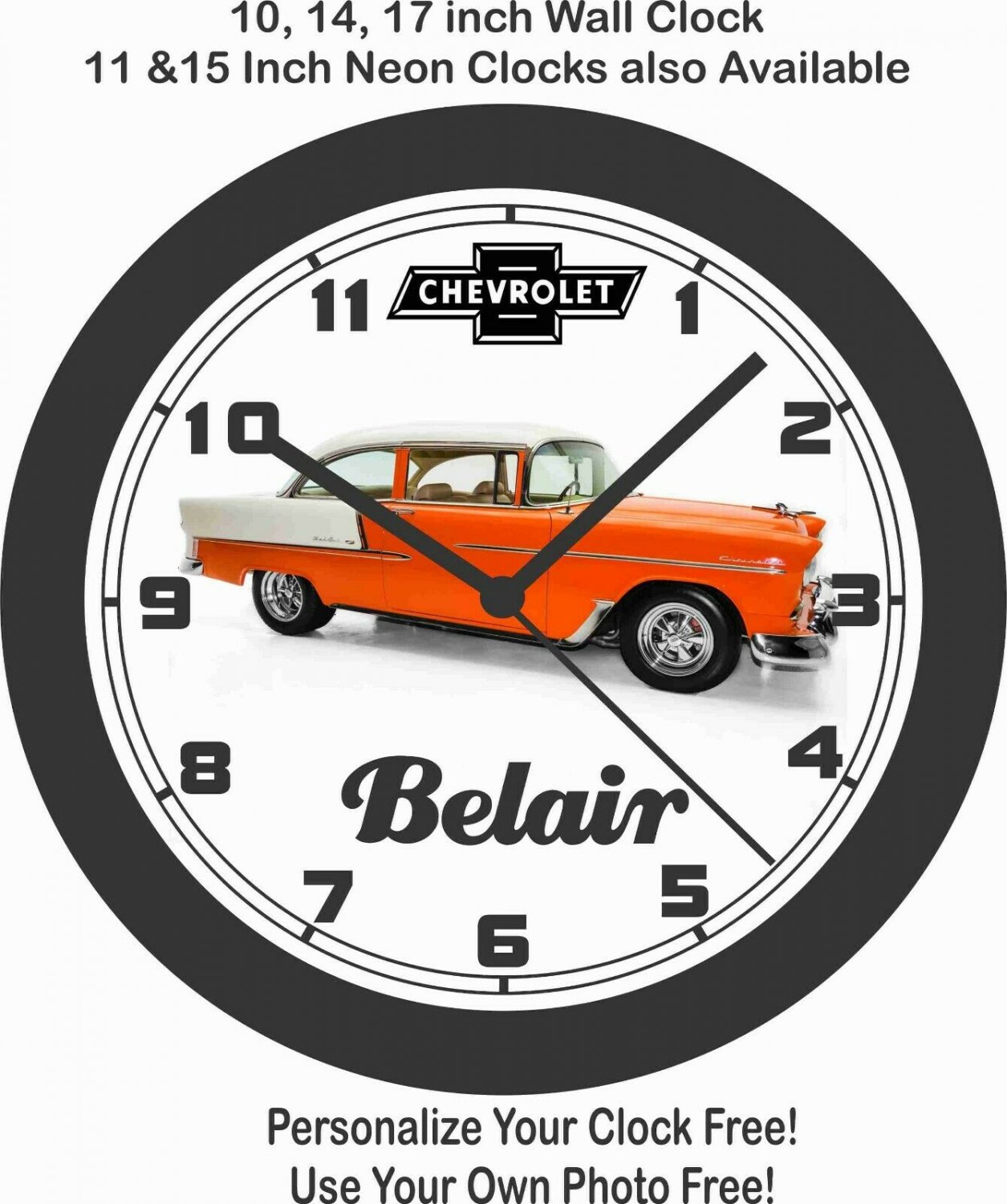 1955 CHEVROLET BELAIR HOT-ROD WALL CLOCK-FREE USA SHIP