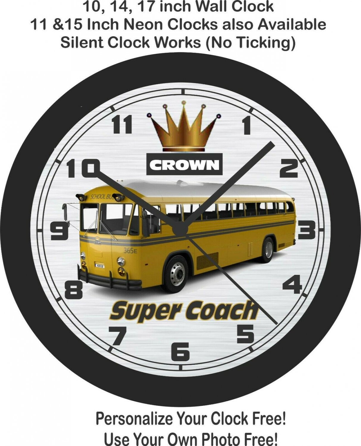 1977 Crown Super Coach Bus Wall Clock-Free US Ship