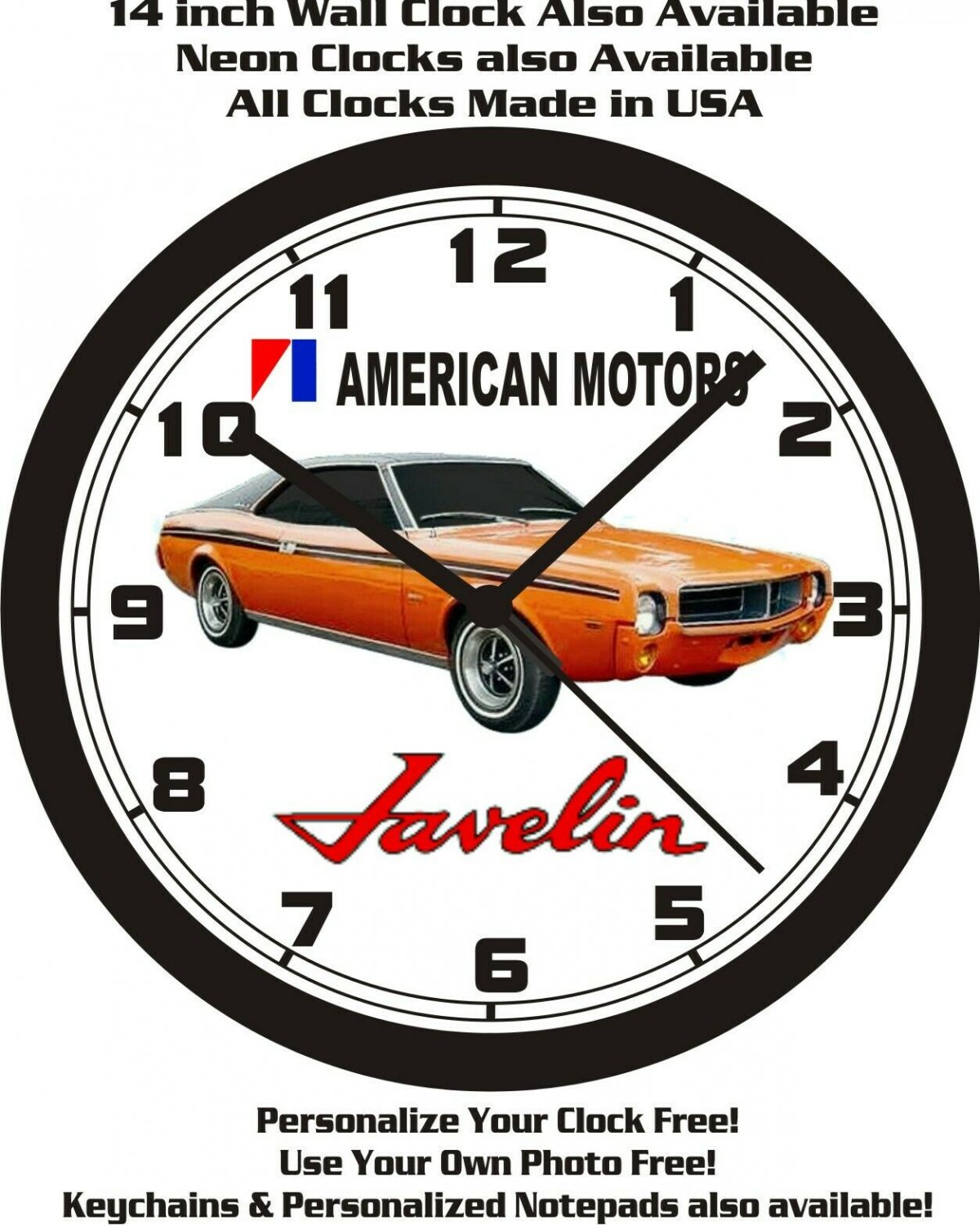 1969 AMERICAN MOTORS JAVELIN SST WALL CLOCK-FREE USA SHIP!
