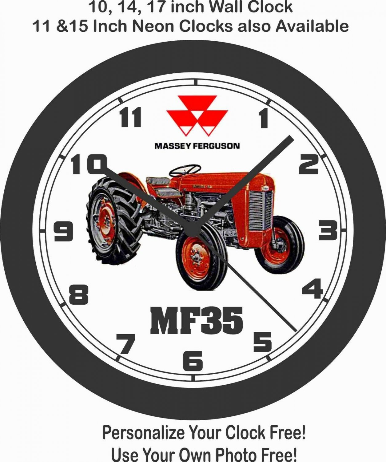 MASSEY FERGUSON MF35 TRACTOR WALL CLOCK-JOHN DEERE, INTERNATIONAL, FARMALL