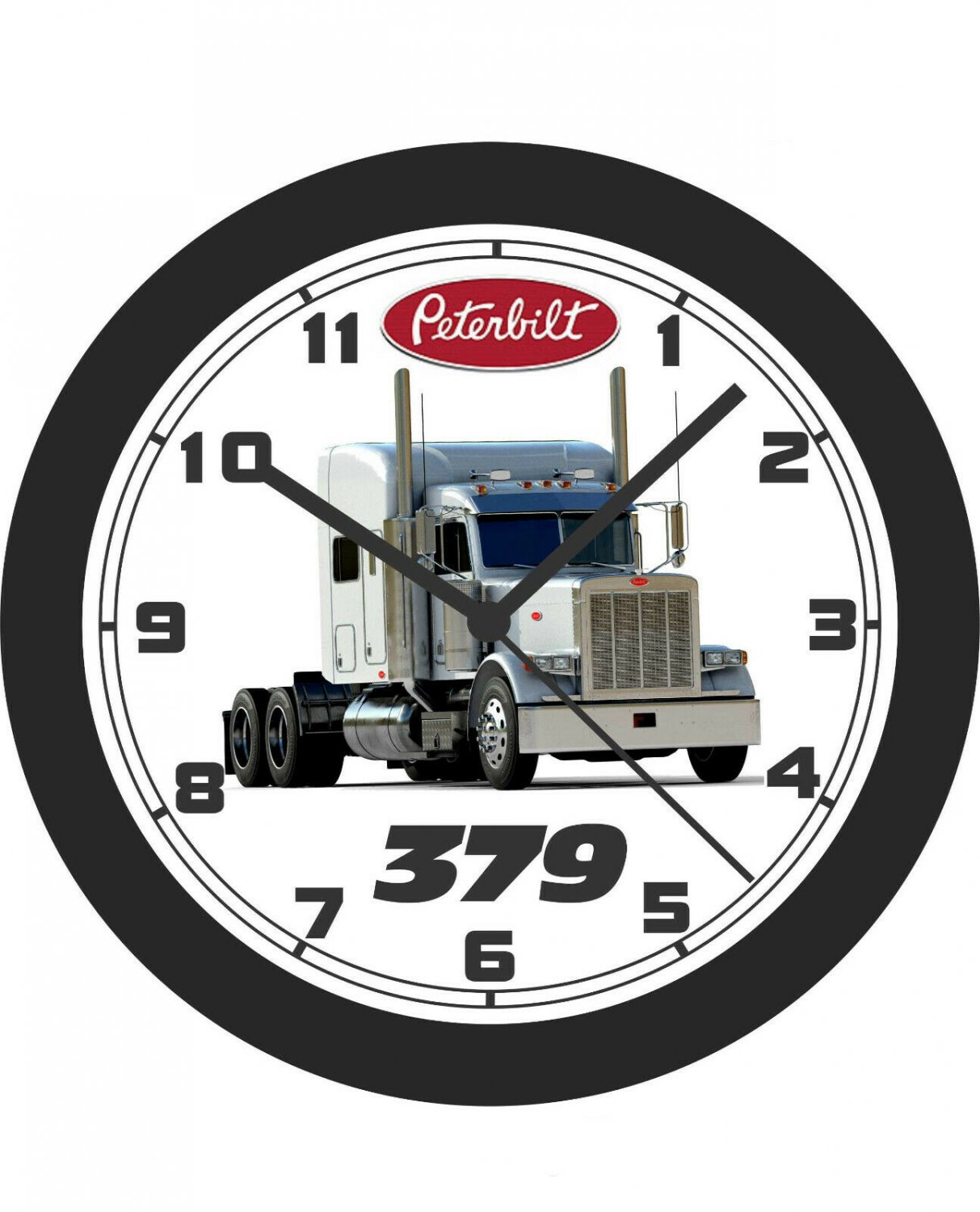 Peterbilt 379 Silver Semi-Truck Wall Clock-Free US Ship