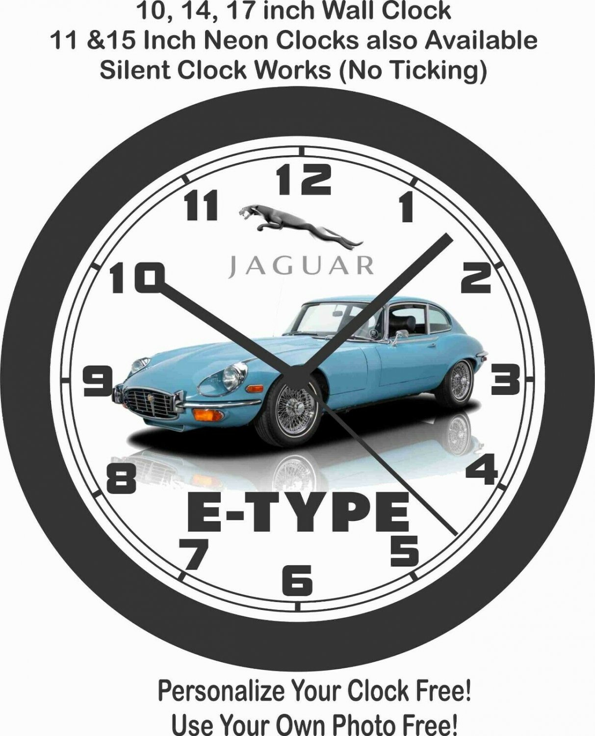 1971 JAGUAR E-TYPE WALL CLOCK-PORSCHE, MERCEDES, TRIUMPH, VOLKSWAGEN
