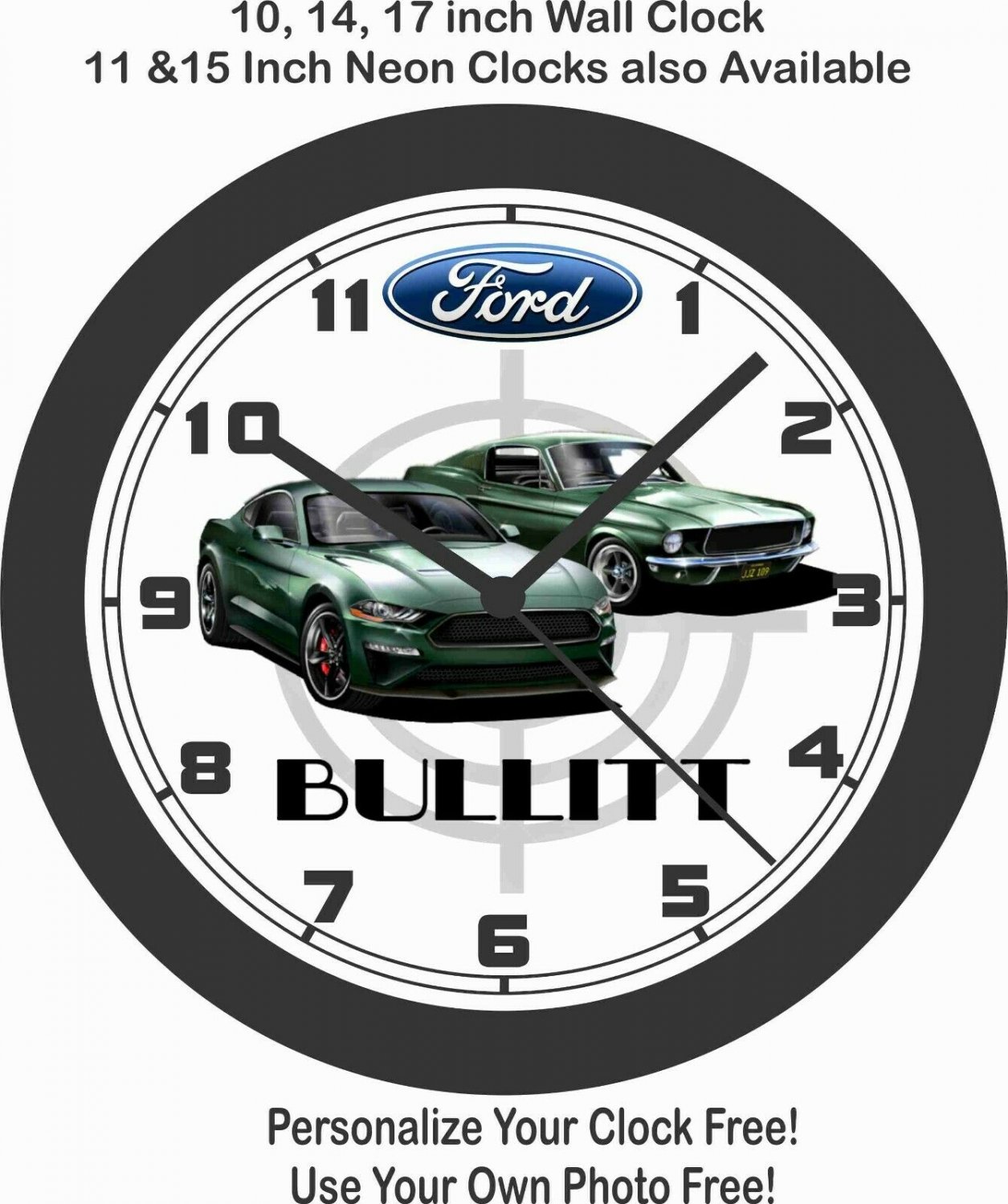 1968-2019 FORD MUSTANG BULLITT WALL CLOCK-FREE USA SHIP-NEW!