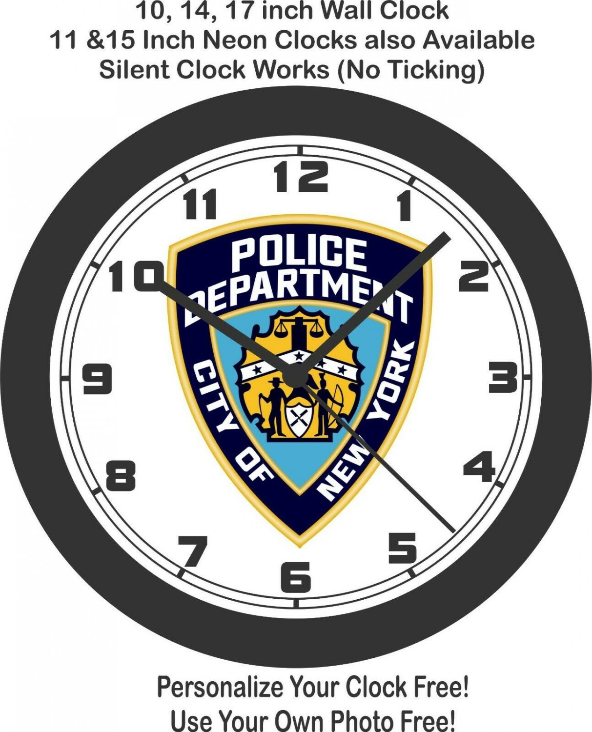 City Of New York Police Department Logo Wall Clock-Free US Ship ...