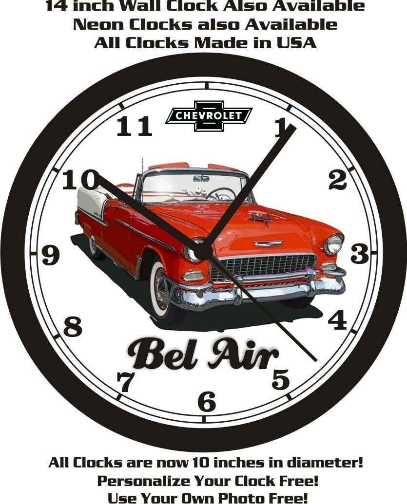 1955 CHEVROLET BEL AIR CONVERTIBLE WALL CLOCK-FREE US SHIP