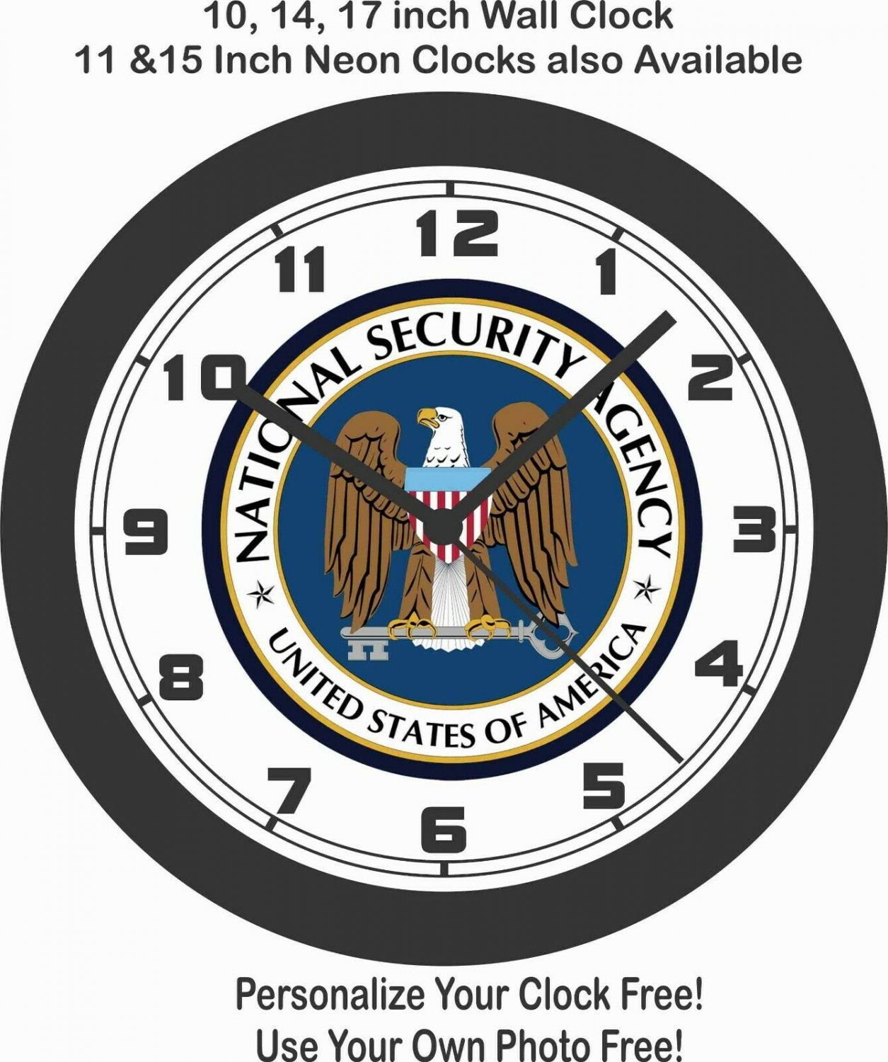 USA NATIONAL SECURITY AGENCY EMBLEM WALL CLOCK-NSA, FBI, CIA