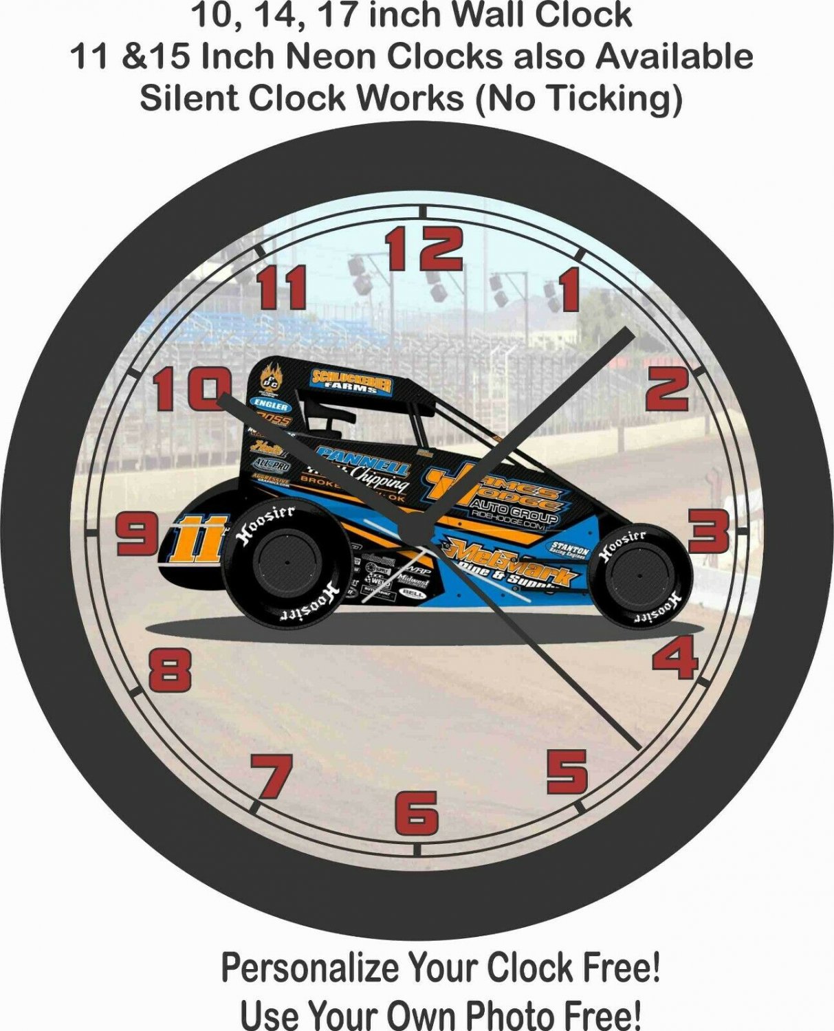 MIDGET RACING RACE CAR WALL CLOCK-FREE USA SHIP!-Choose 1 of 2