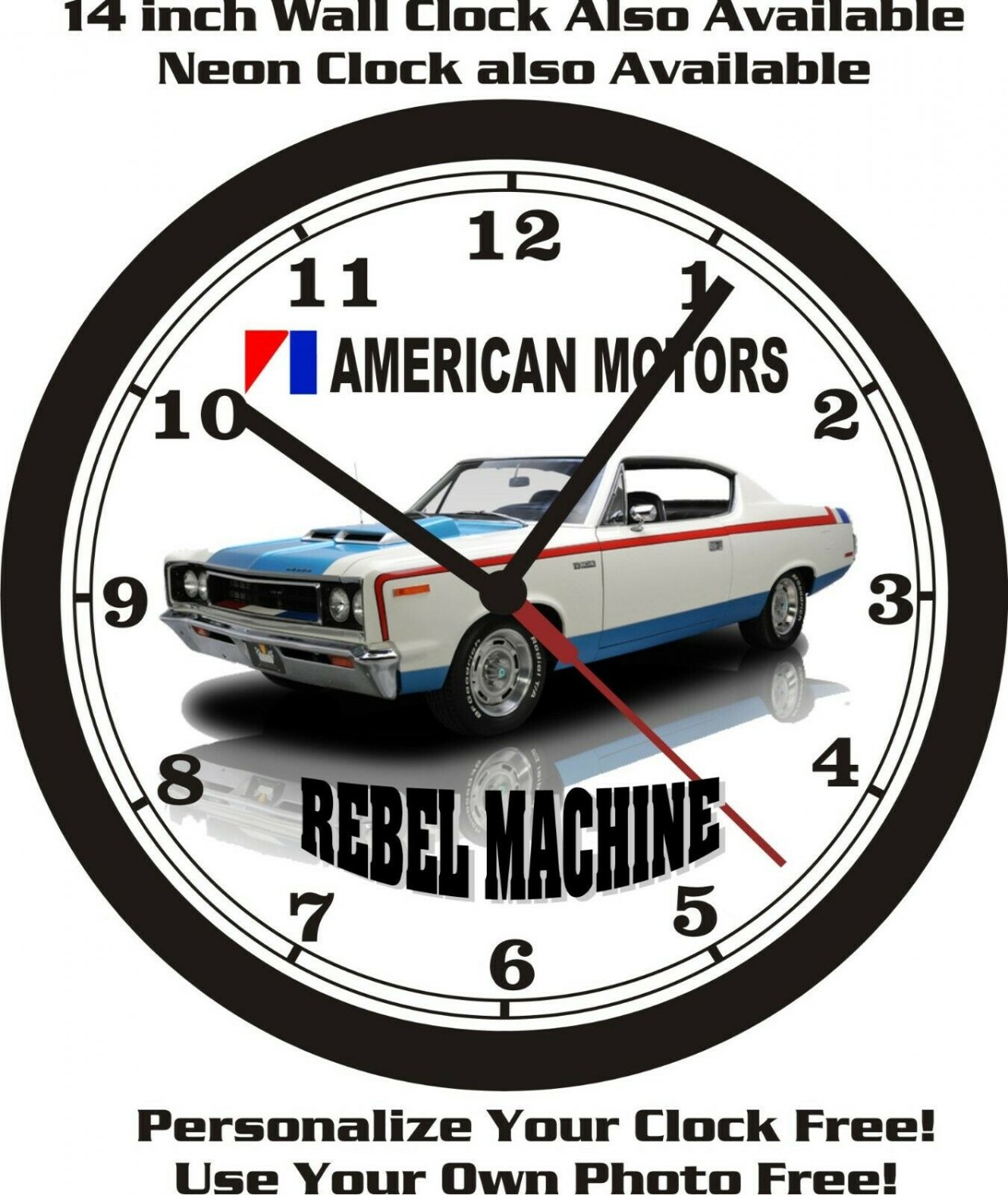 1970 AMERICAN MOTORS REBEL MACHINE WALL CLOCK-FREE USA SHIP!-AMC
